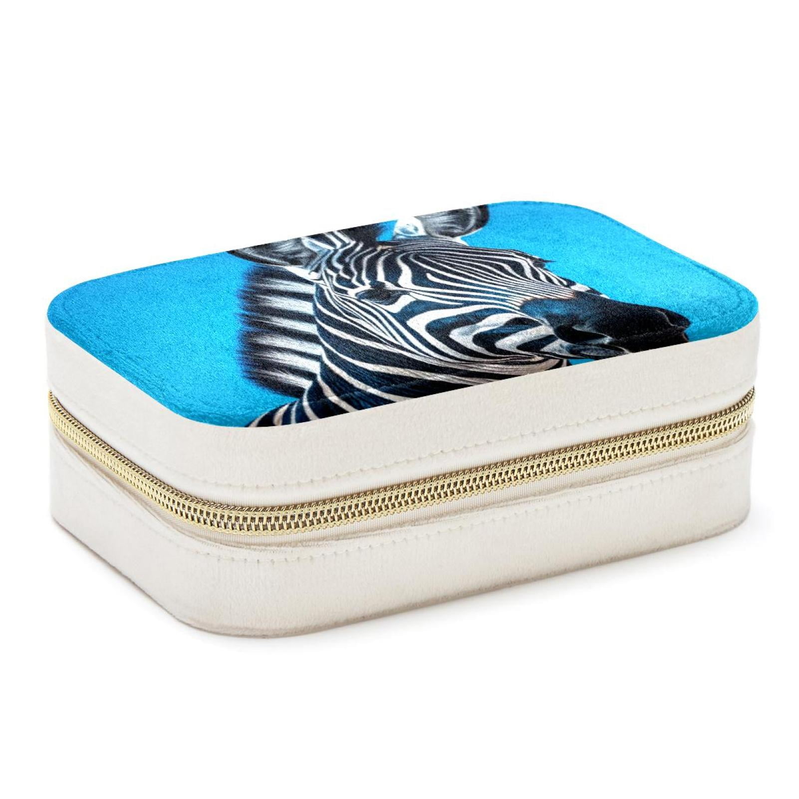 Zebra Velvet Portable Travel Organizer Box with Removable Compartment ...
