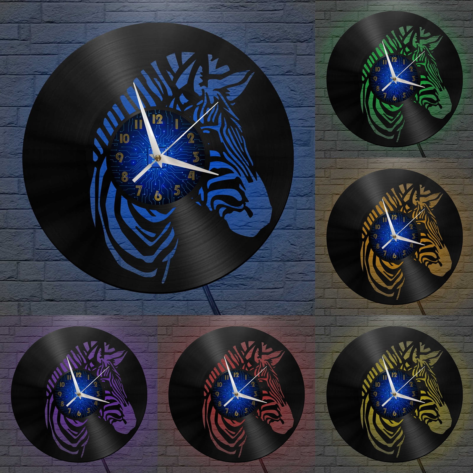 Zebra Vinyl Record Wall Clock for Kitchen Wall Decor Wall Art Gift for ...