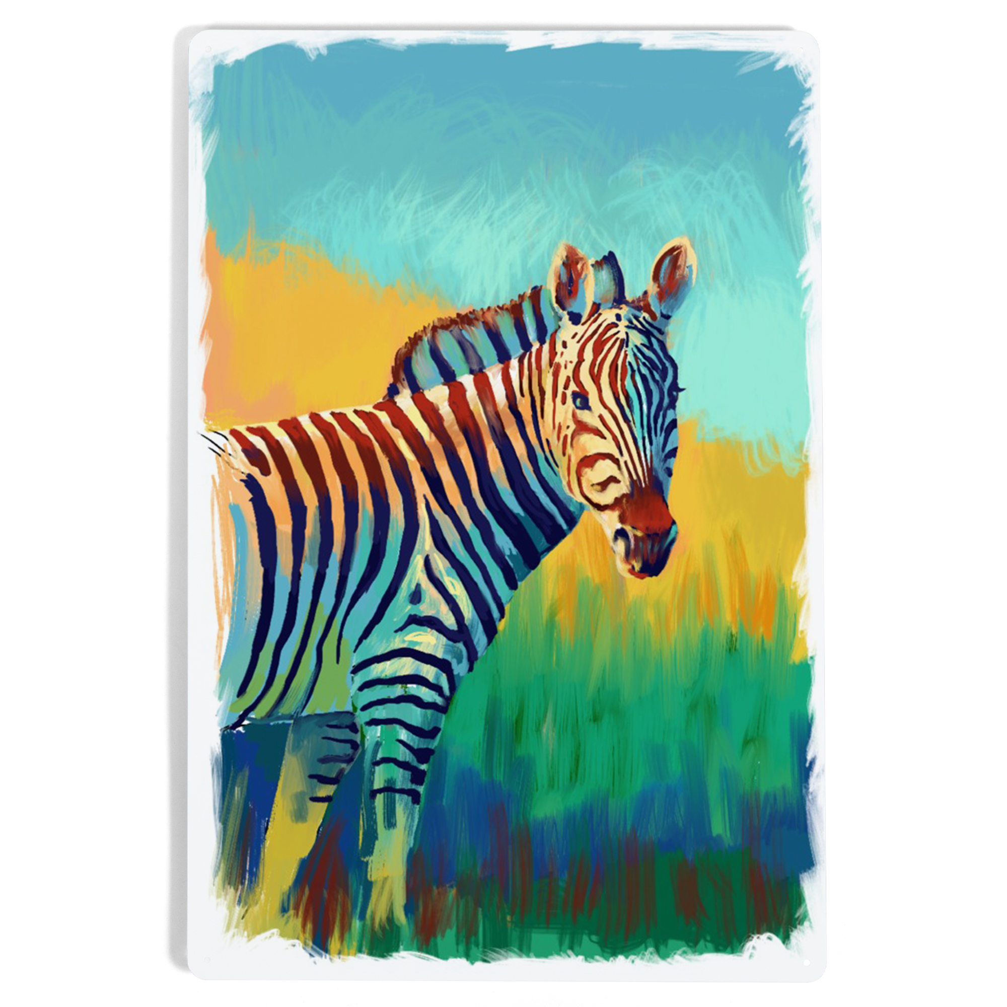 Zebra, Vivid (12x18 Aluminum Art, Indoor Outdoor Metal Sign Decor ...
