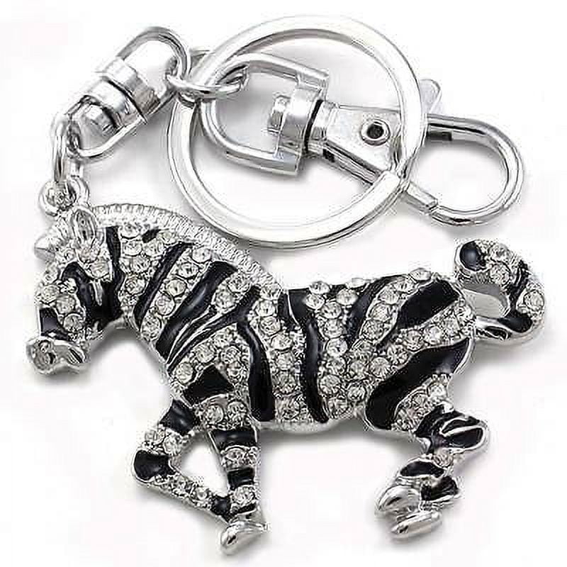 Zebra White Black Stripe Animal Print Keychain Car Key Ring Handbag ...
