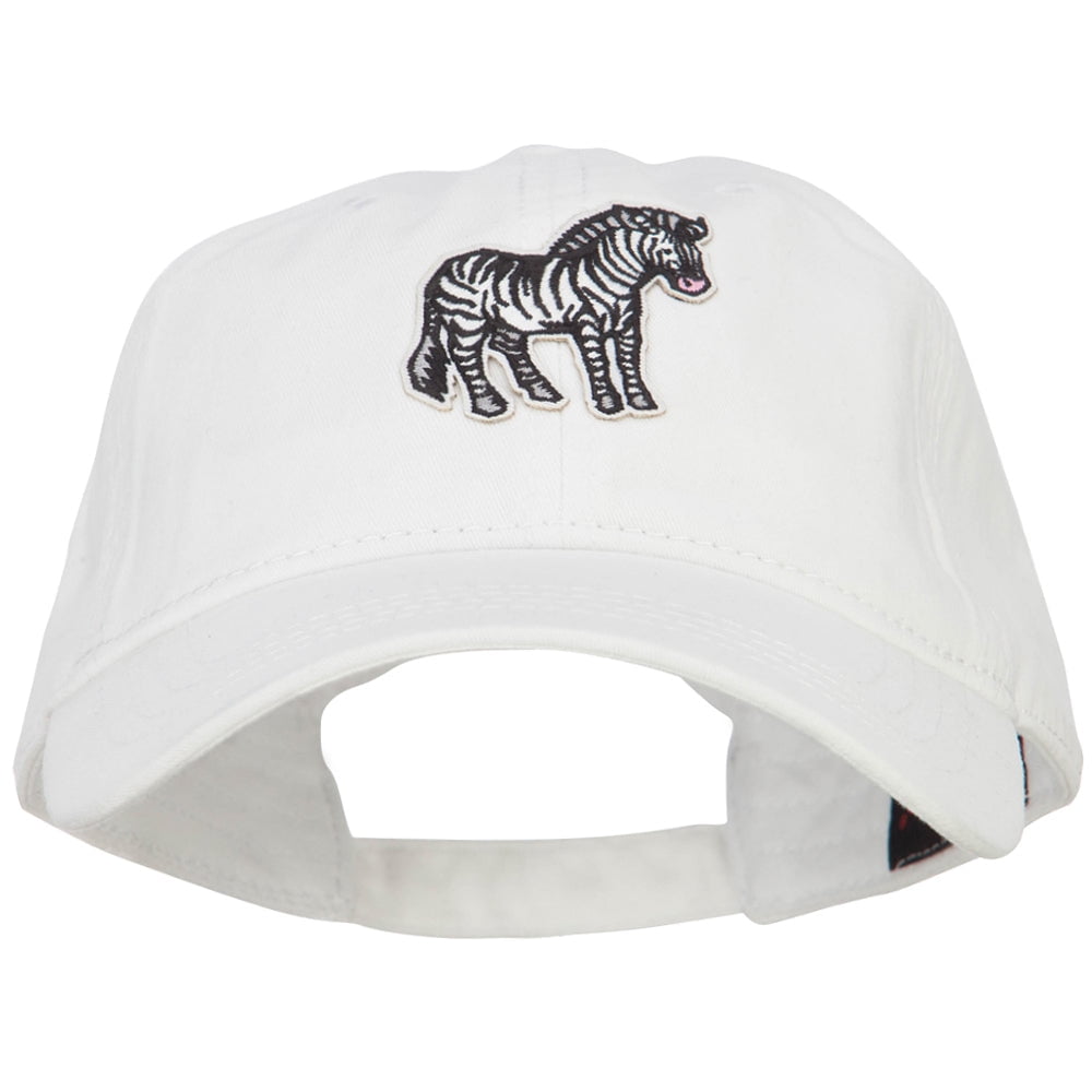 Zebra Wild Animal Patched Washed Cotton Twill Cap - White OSFM ...
