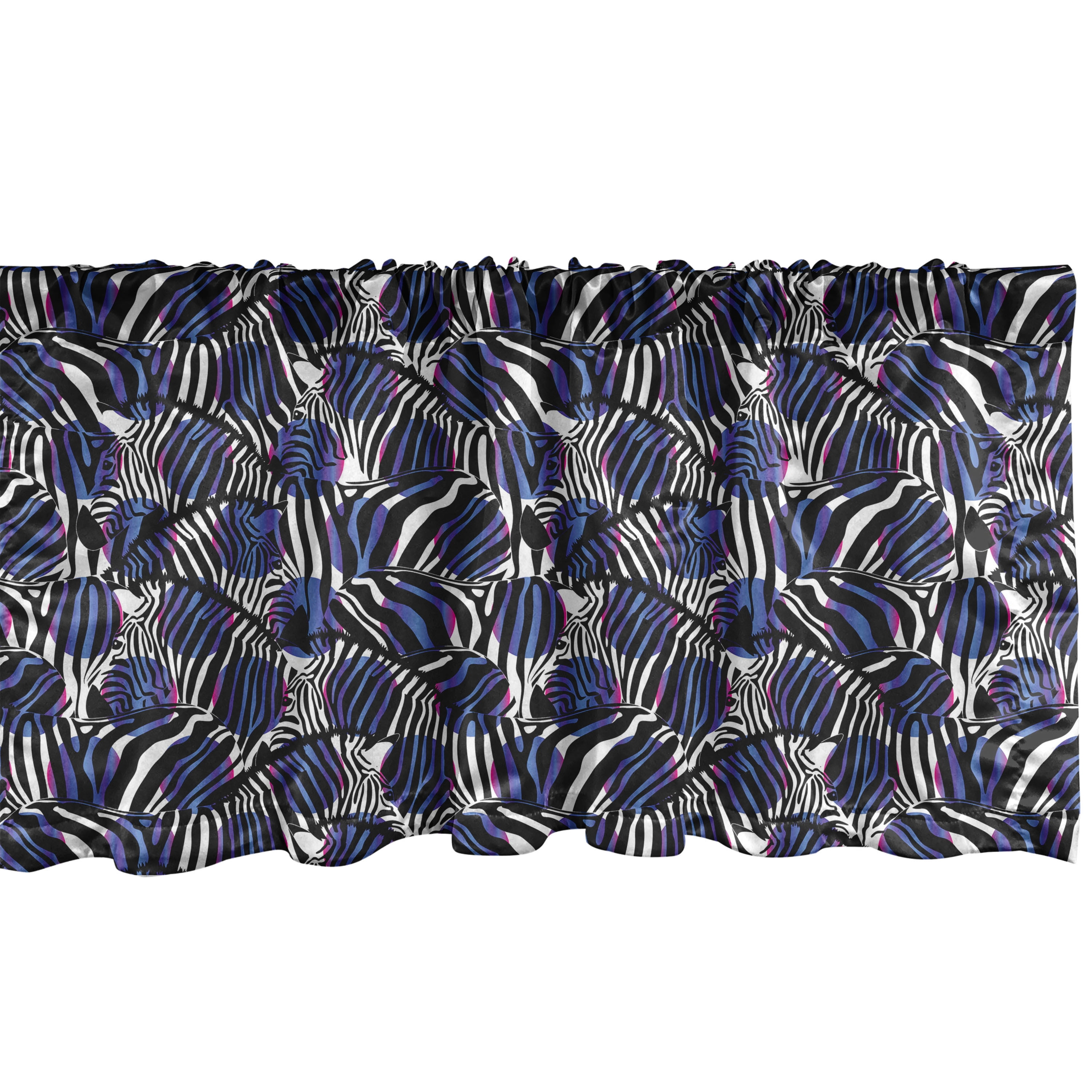 Zebra Window Valance, Psychedelic Style Monochrome Horse Silhouettes ...