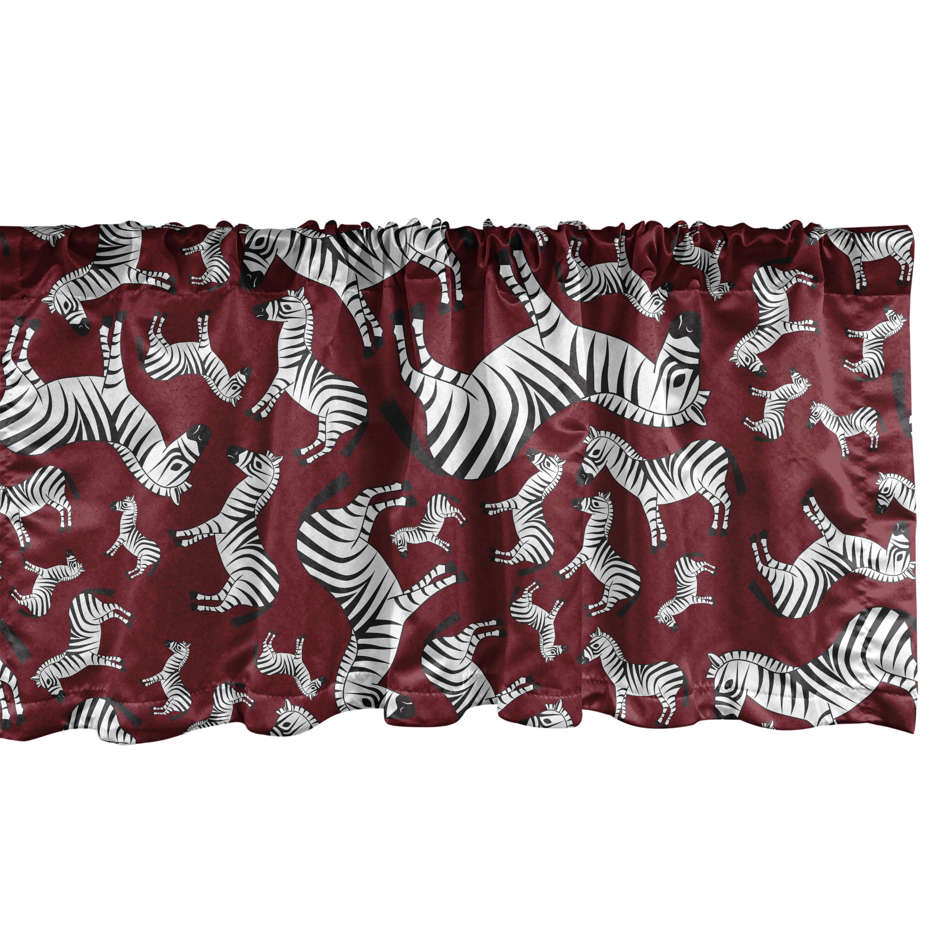 Zebra Window Valance, Wild Nature Animal Illustration Pattern Neutral ...