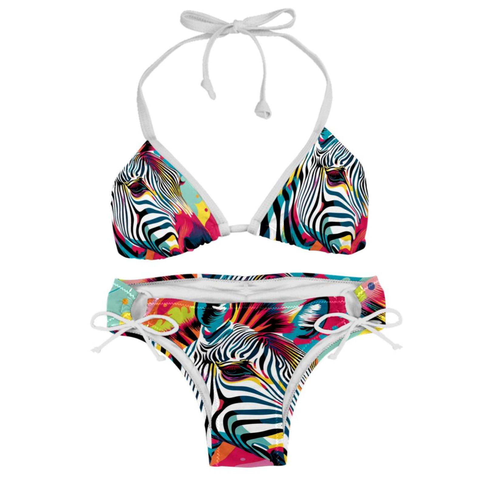 Zebra Women's Swimwear Bikini Set with Detachable Sponge and Adjustable ...