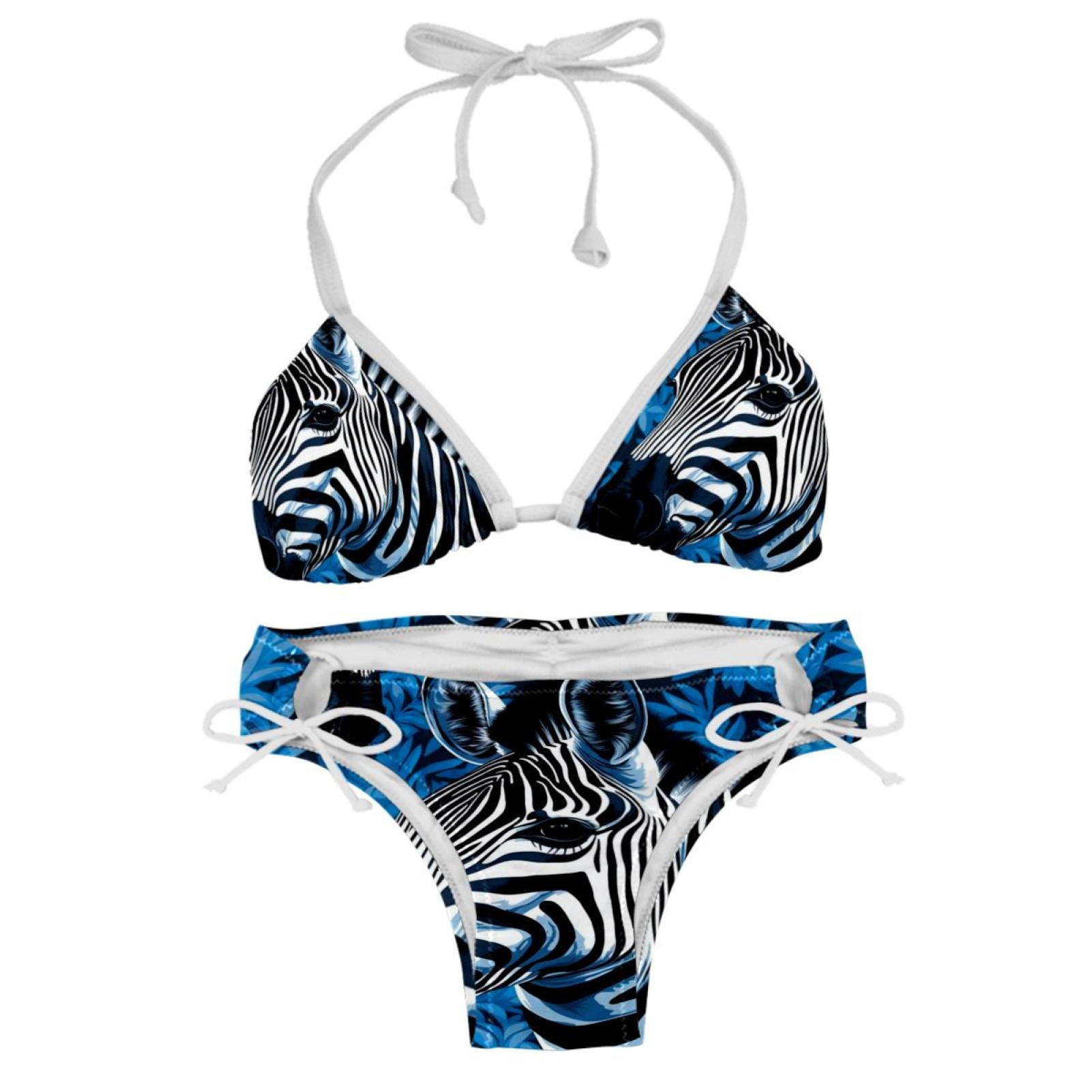 Zebra Women's Swimwear Bikini Set with Detachable Sponge and Adjustable ...