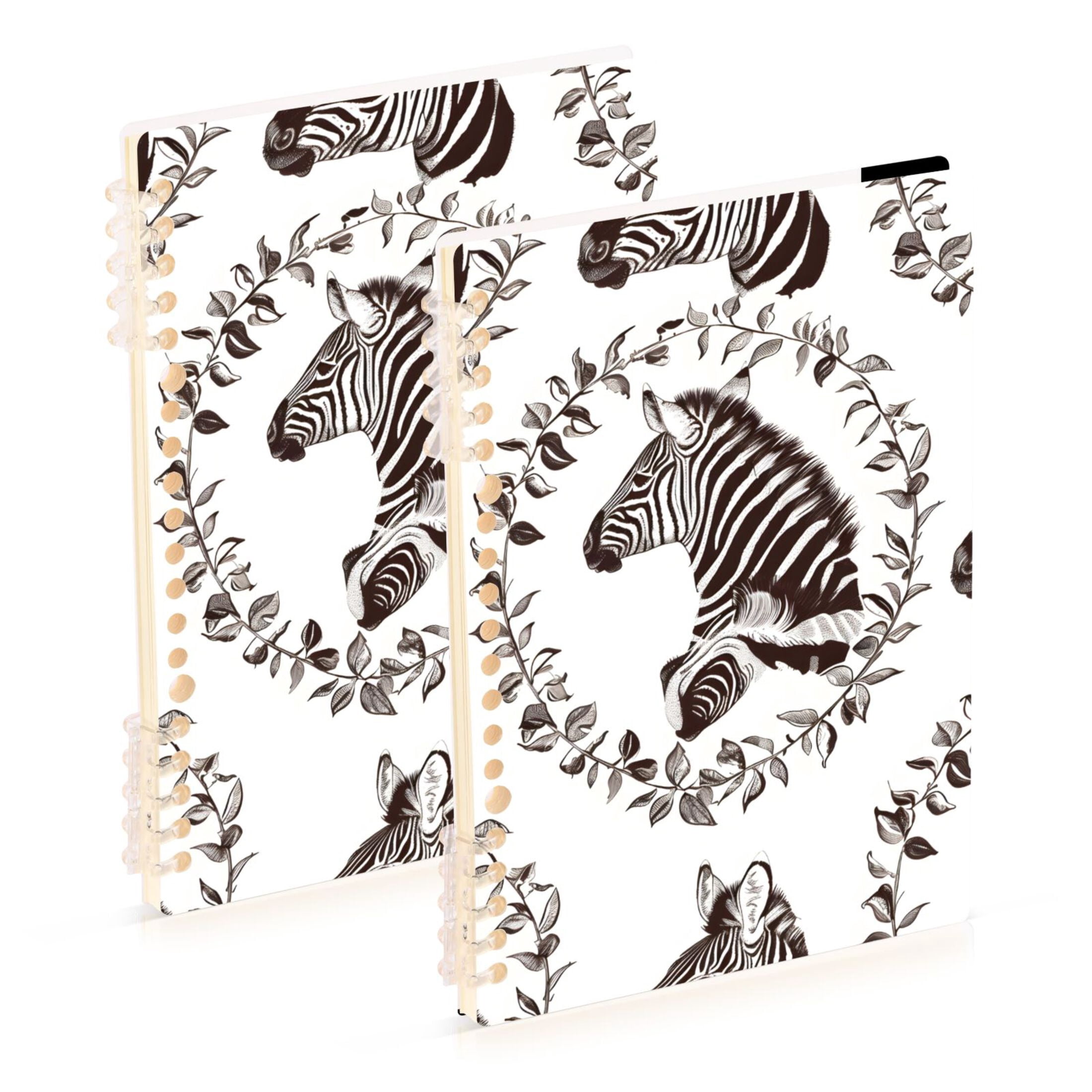 Zebra Wreath Ring Binder Notebook Journey Note Diary College Ruled ...