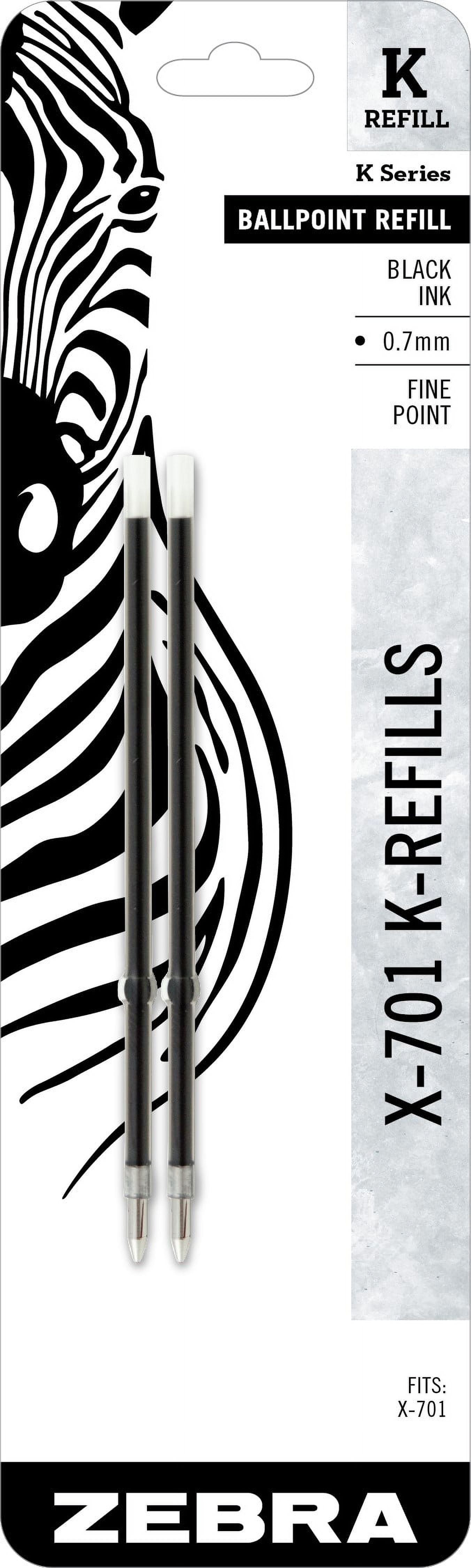 Zebra X-701 Steel K-Refill, Fine Point, 0.7mm, Black Ink, 2 Count ...
