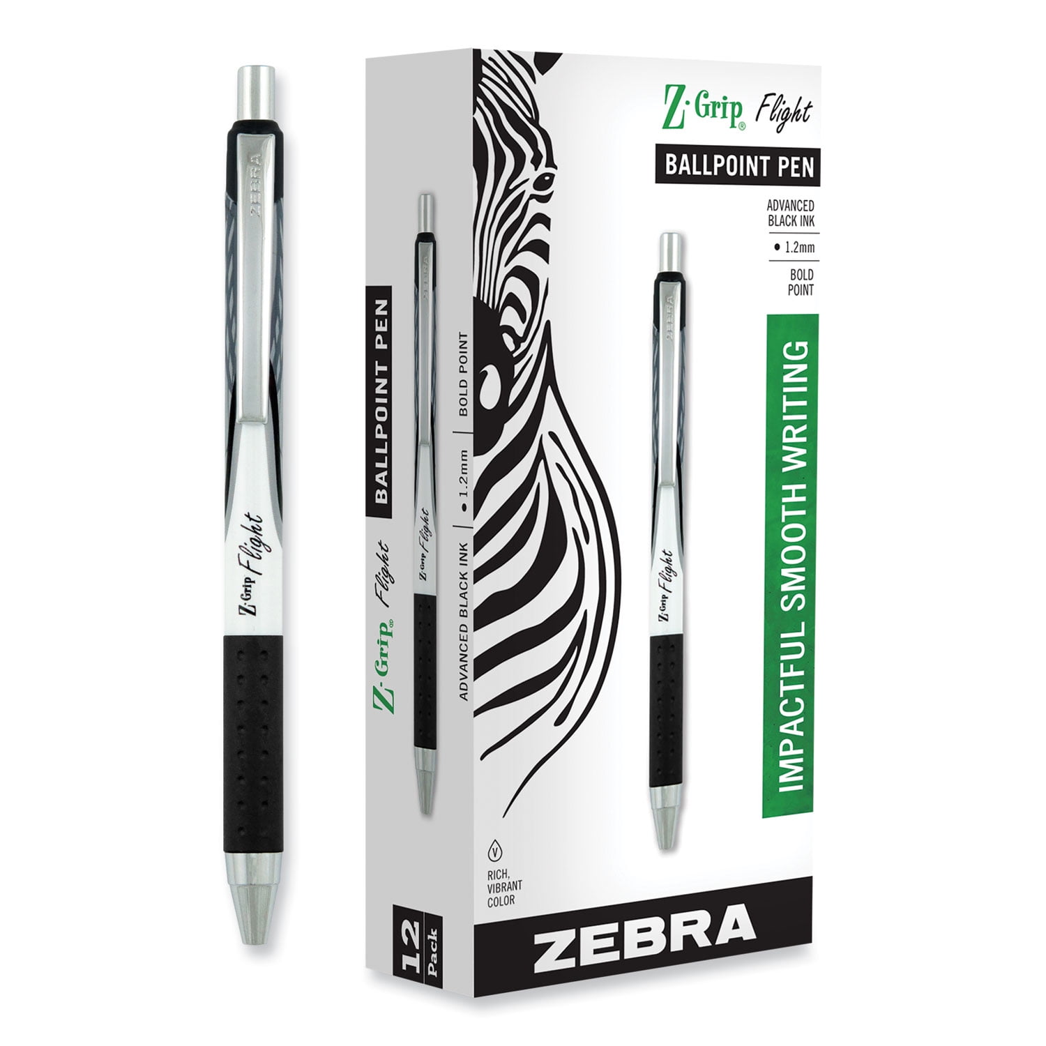 1PC Zebra Z-Grip Flight Ballpoint Pen, Retractable, Bold 1.2 mm, Black ...