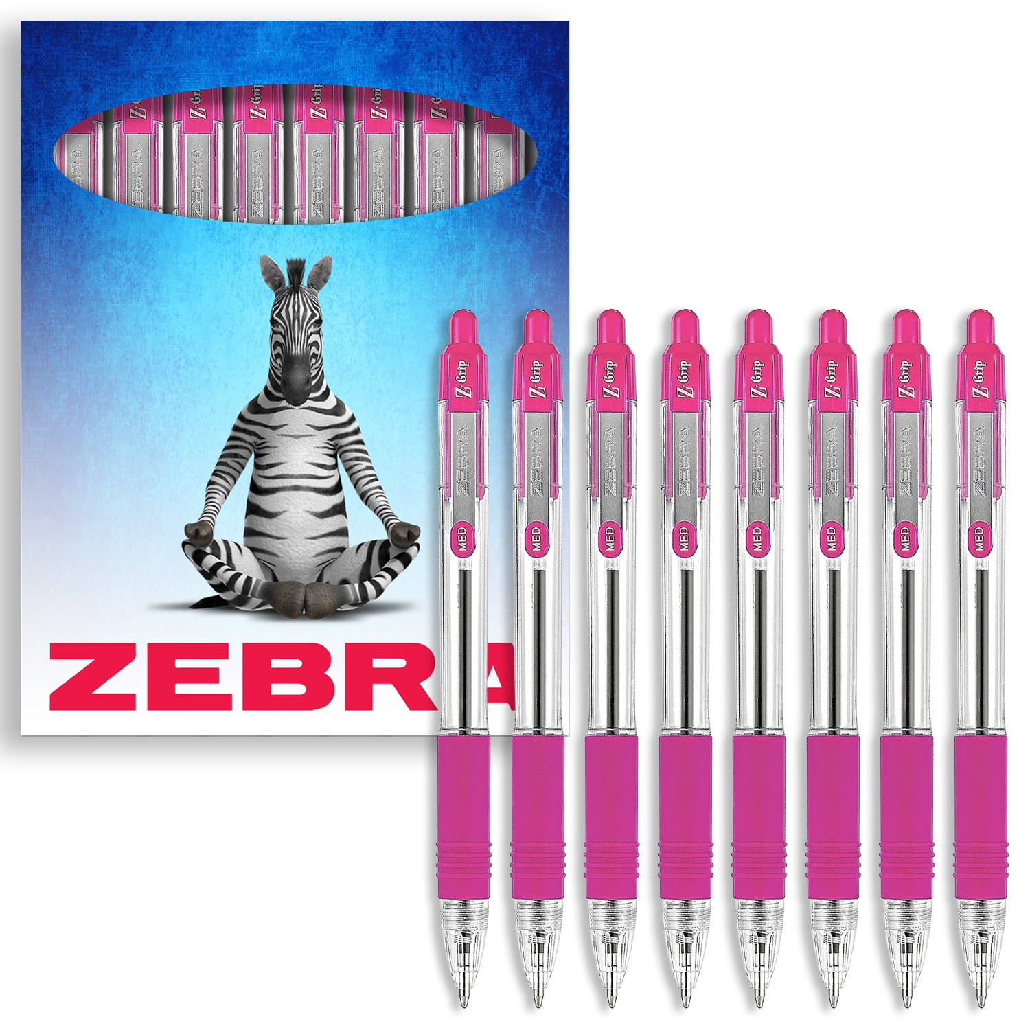 Zebra Z-Grip Retractable Ballpoint Pen, Medium Writing, 1.0mm Nib, Pink ...