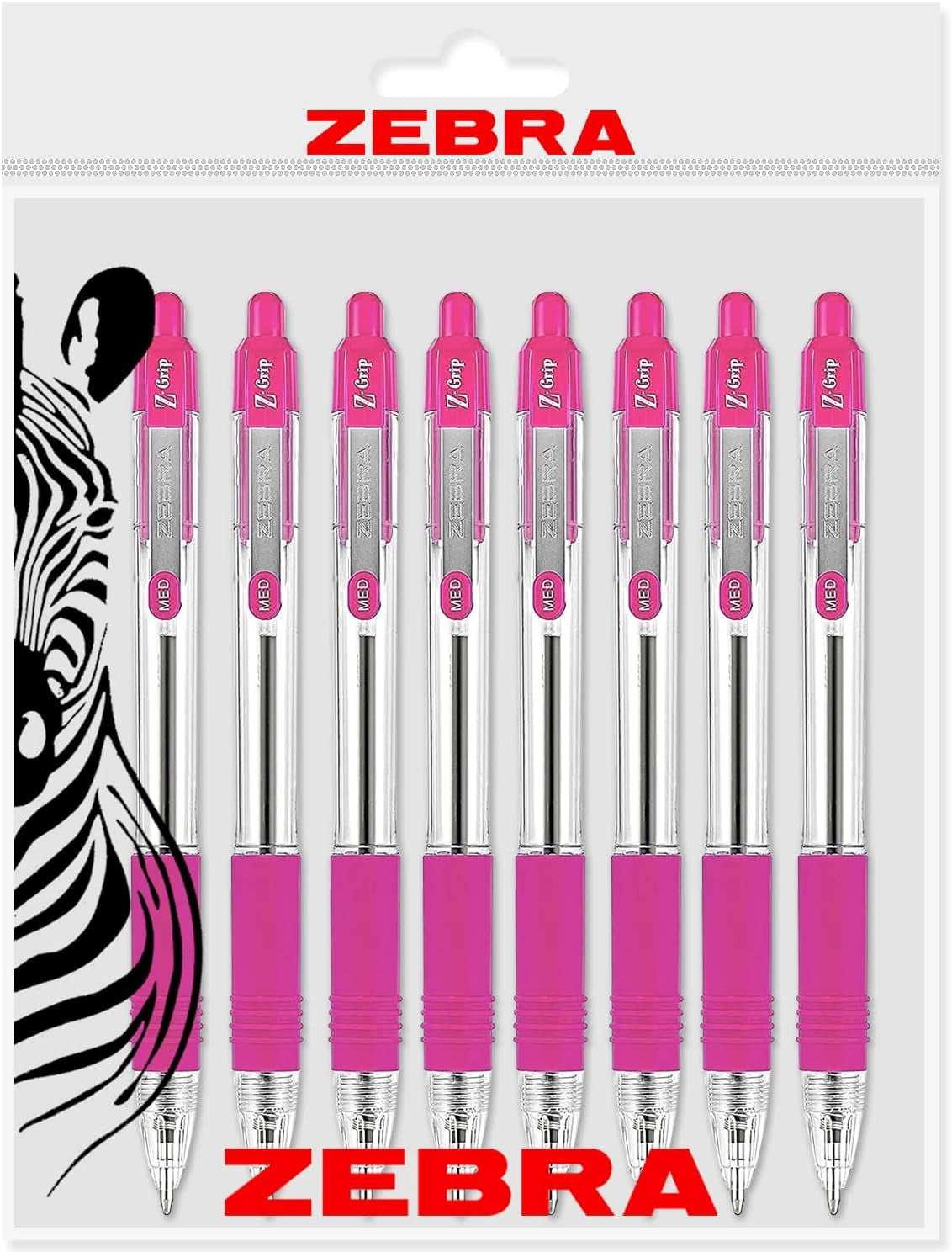 Zebra Z-Grip Retractable Ballpoint Pen - 1.0mm Nib - Pink Ink - Pack of ...