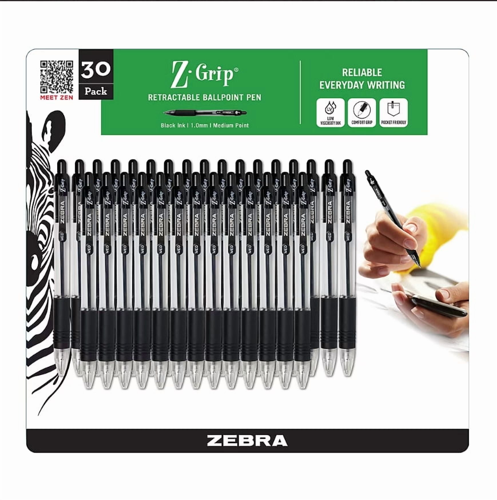 Zebra Z-Grip Retractable Ballpoint Pens, 30 ct. - Black - Walmart.com