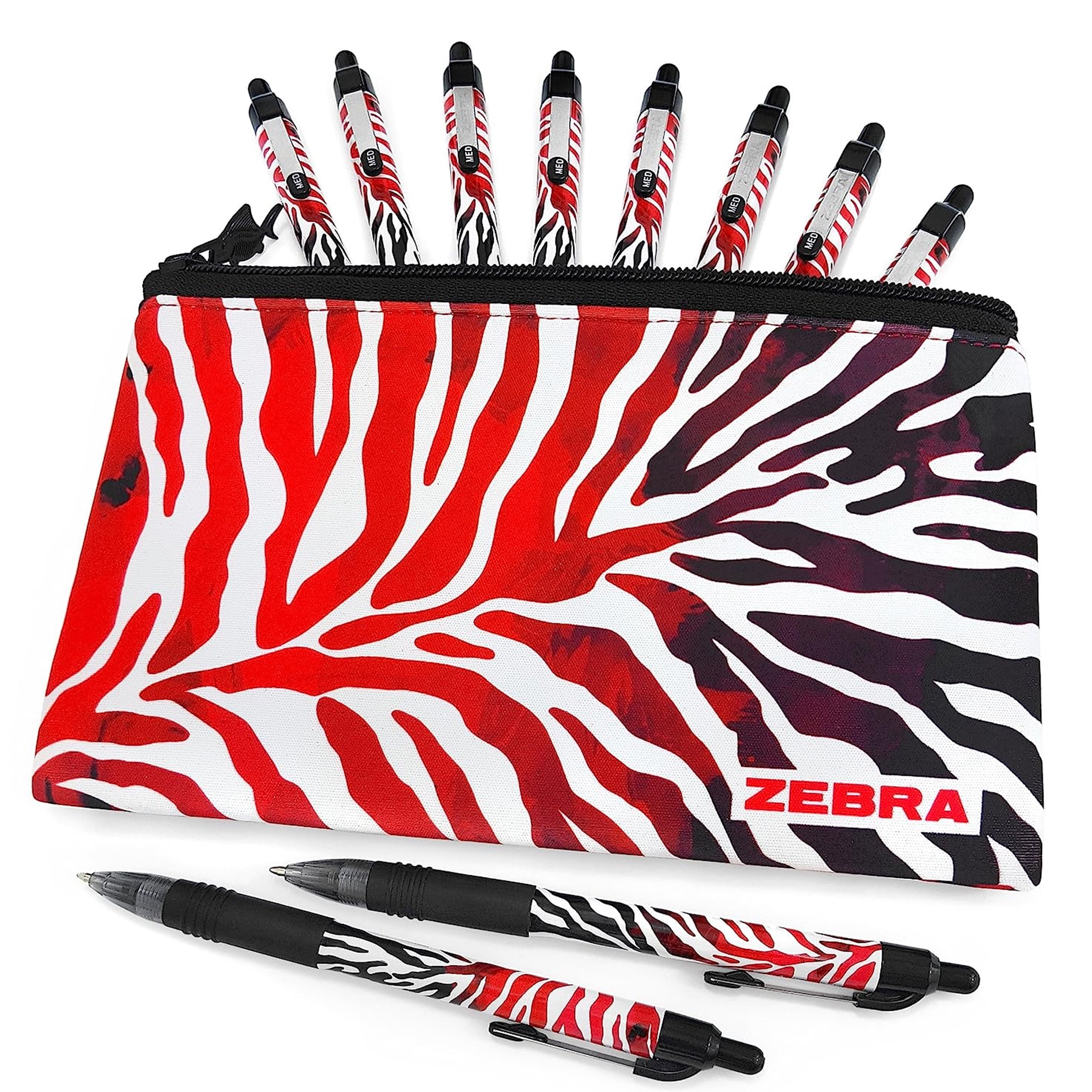 Zebra Z Grip Smooth Limited Edition Funky Flame Design Pack Of 10 Black Ink Pens With Matching