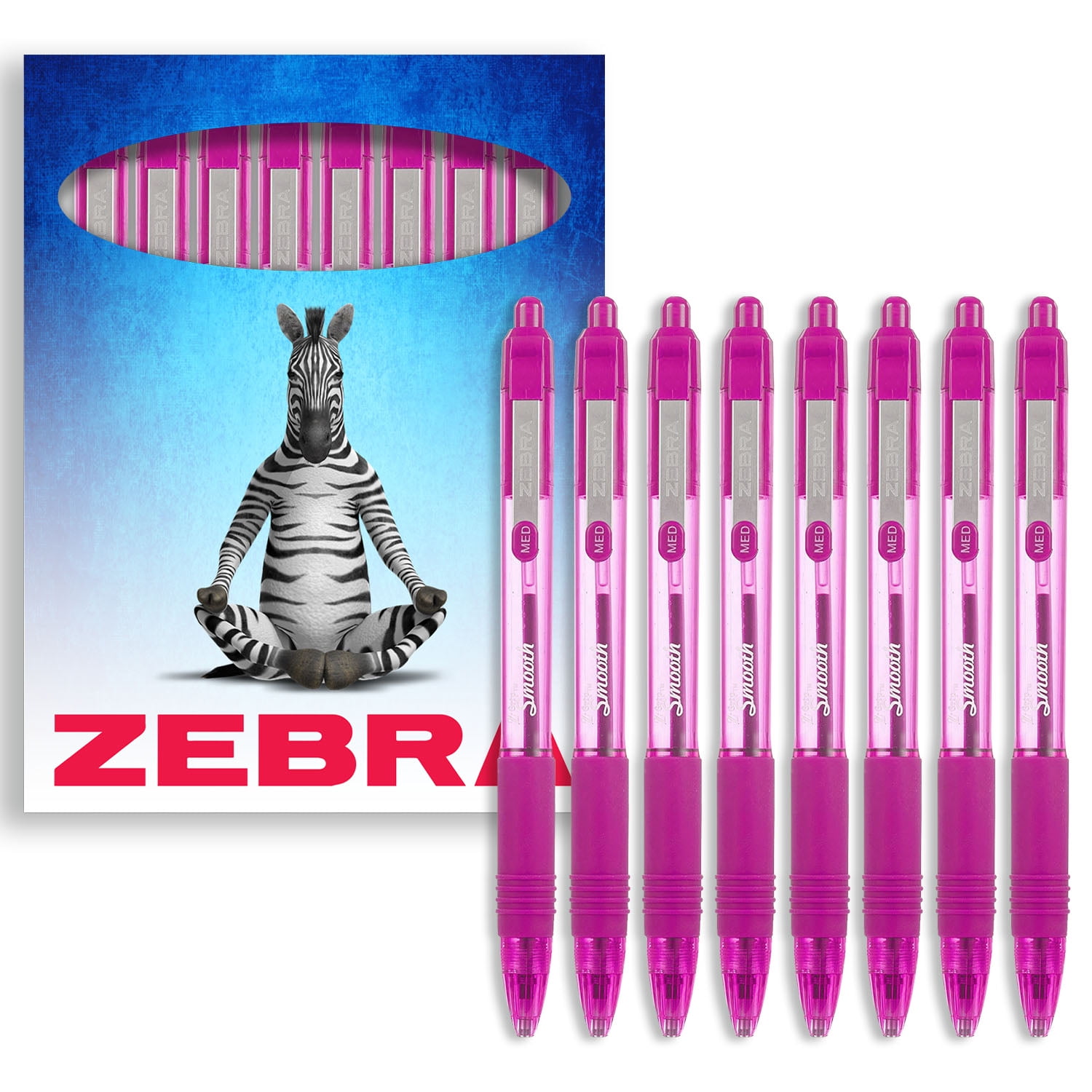 Zebra Z-Grip Smooth Retractable Ballpoint Pen, 1.0mm Nib, Pink, Pack of ...