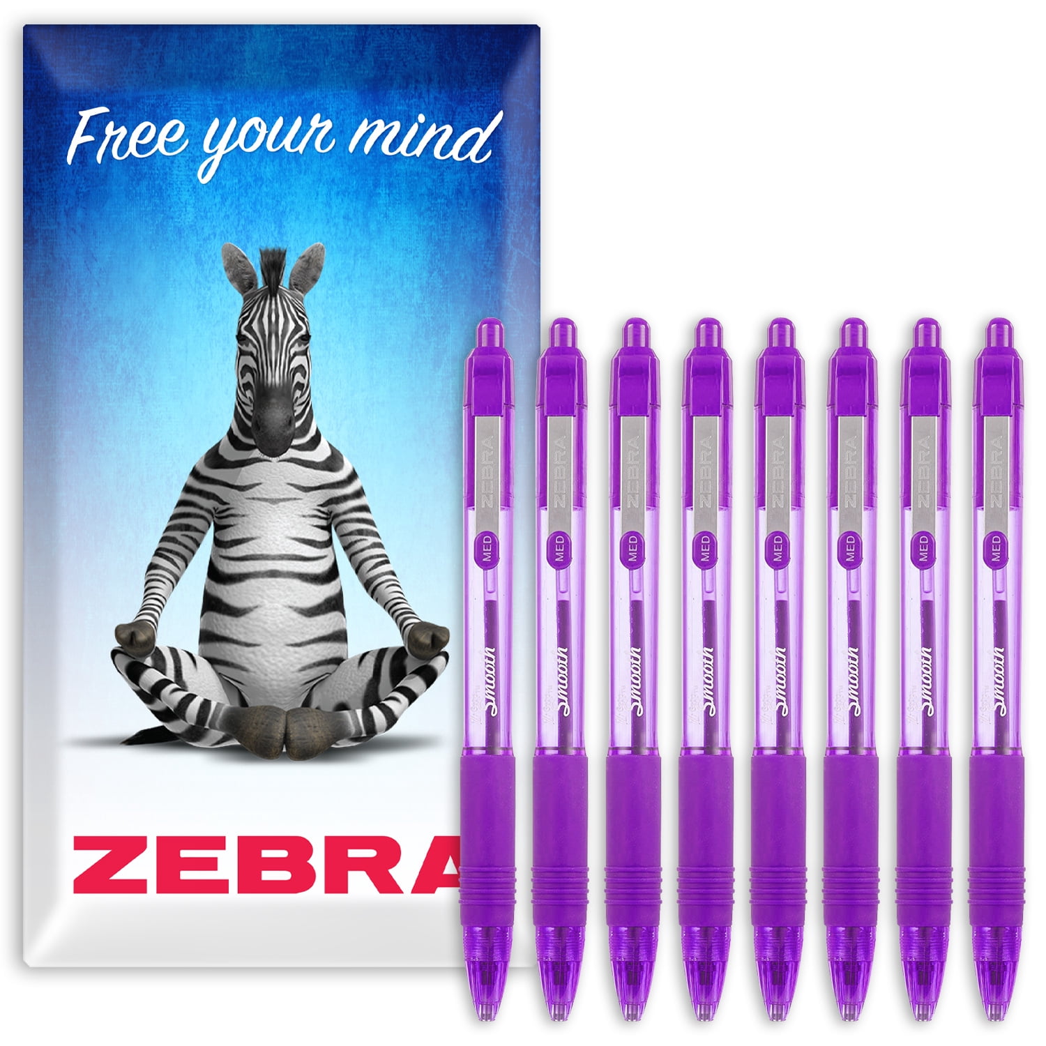 Zebra Z-Grip Smooth Retractable Ballpoint Pen, 1.0mm Nib, Violet, Pack ...