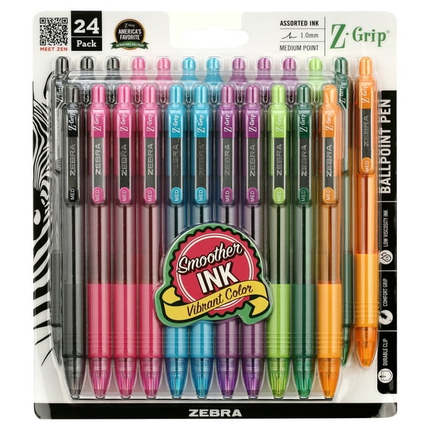 Zebra Z-Grip Retractable Ballpoint Pen 1.0mm, Assorted ink colors ...