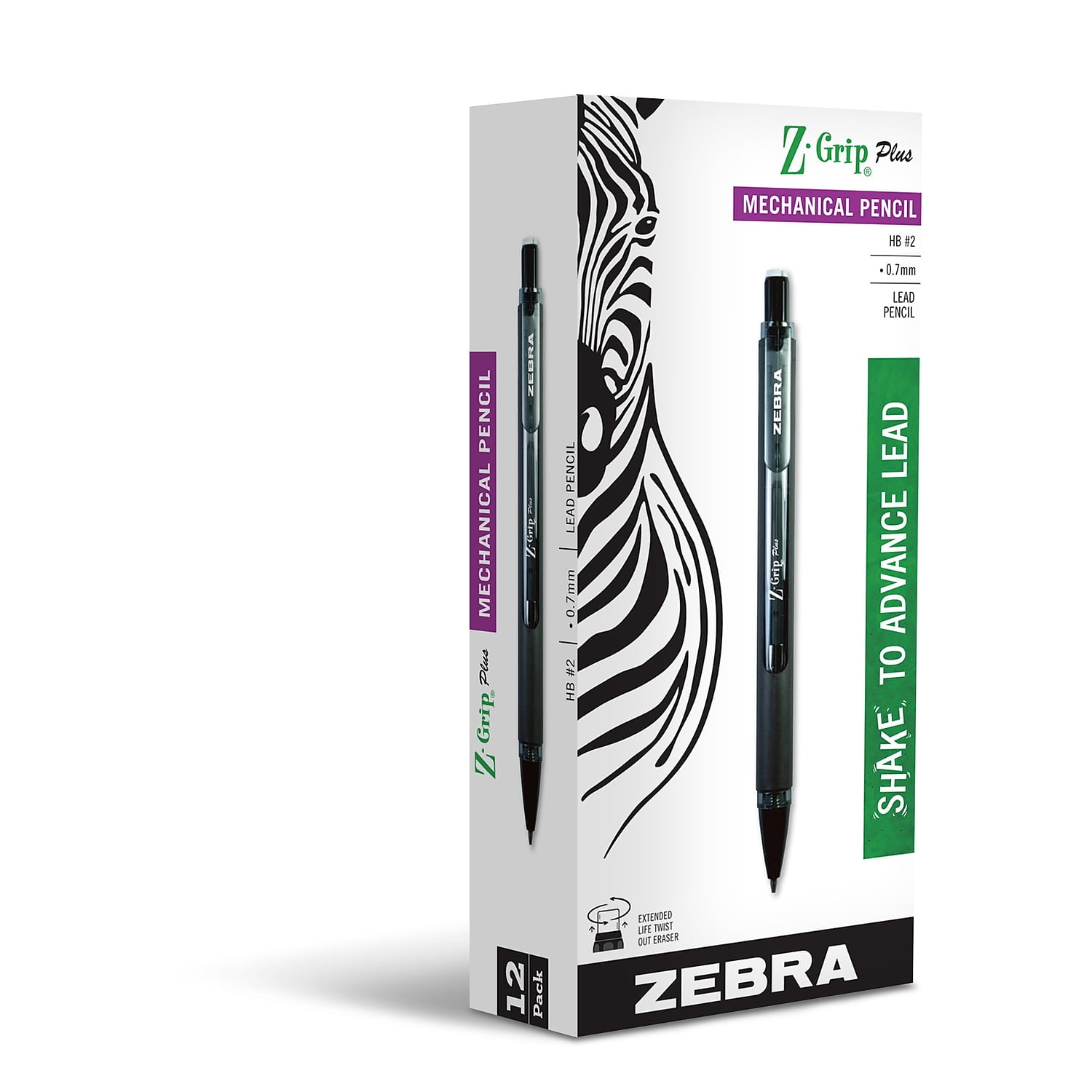 Zebra Z-Grip Plus Mechanical Pencil - 0.7 mm Black Lead - Refillable ...