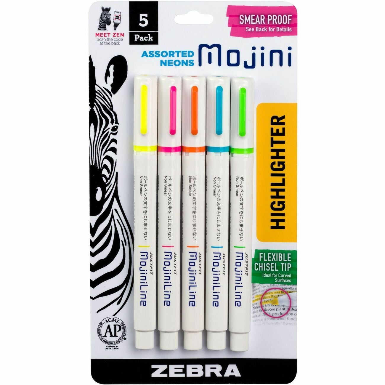 Zebra ZEB70205 Bright Highlighter, Assorted Color - Pack of 5 - Walmart.com
