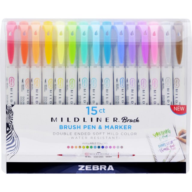 Zebra, ZEB79115, Mildliner Set, 15 Pack - Walmart.com