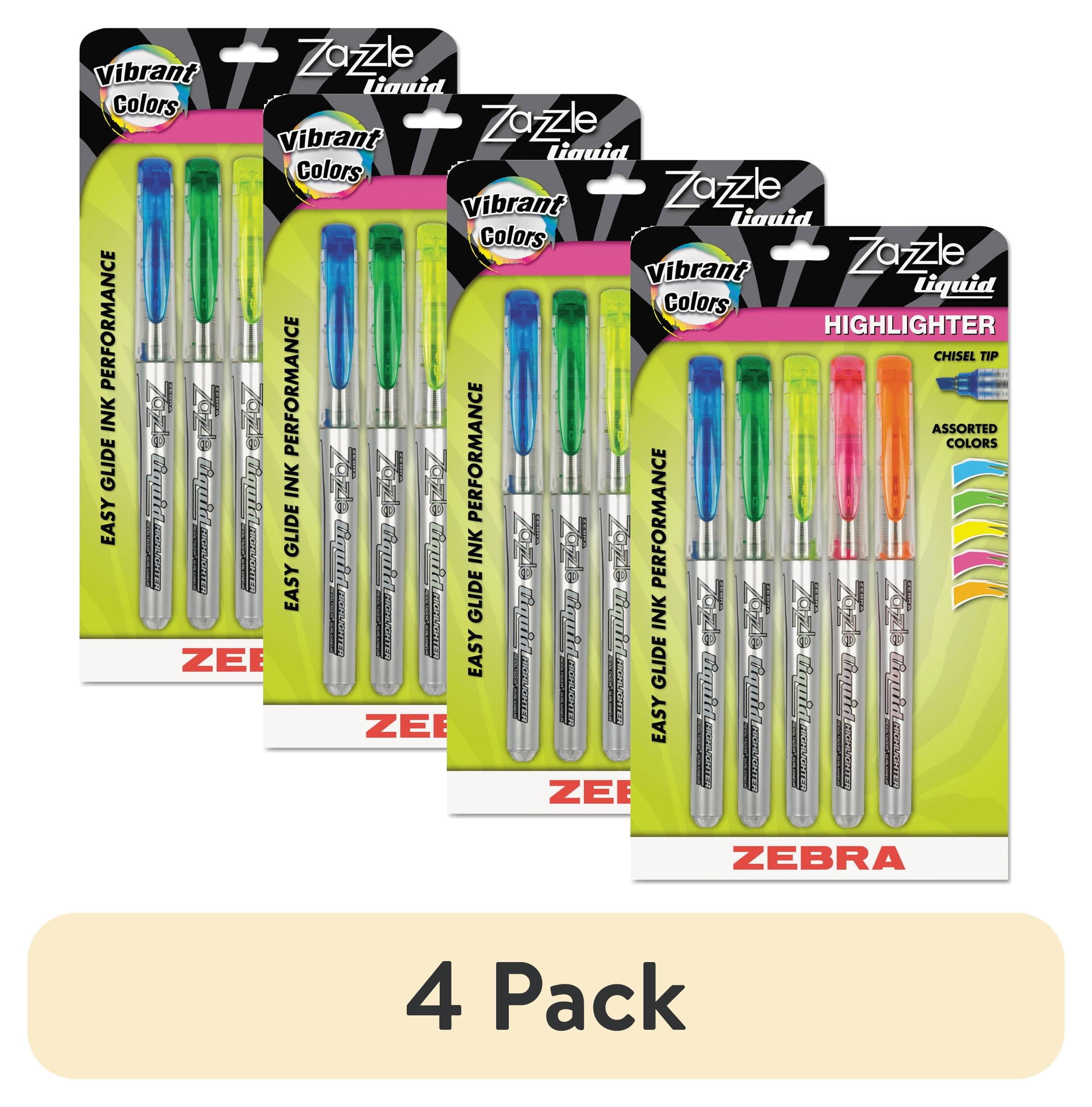 (4 pack) Zebra Zazzle Liquid Ink Highlighter Chisel Tip Asst Colors 5 ...