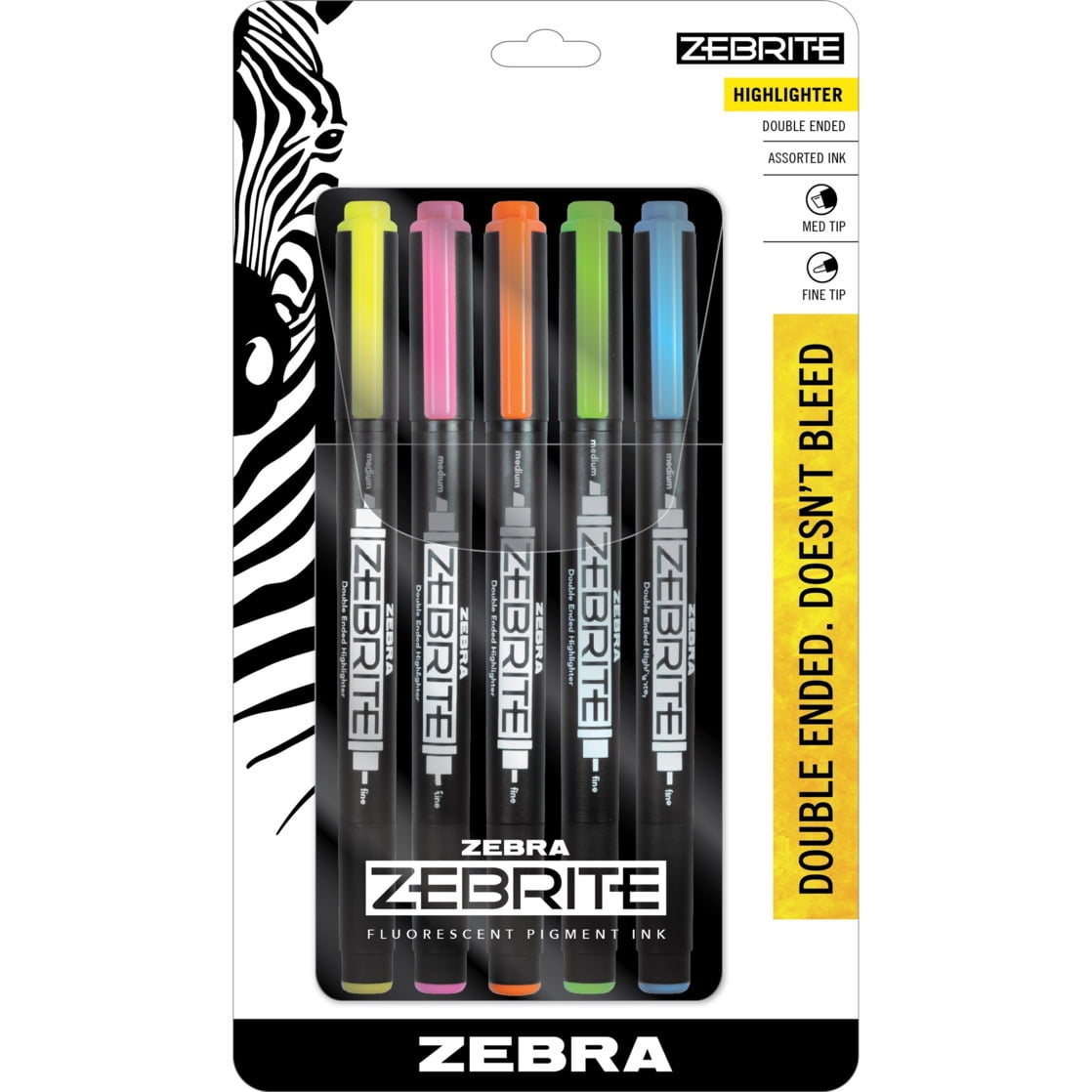 Zebra Zebrite Double-Ended Highlighter, Chisel and Fine Point, Assorted ...