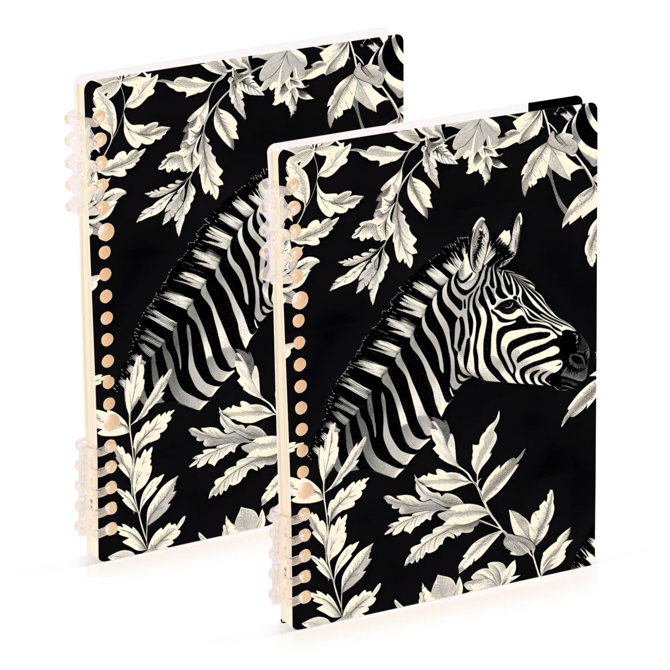 Zebra and Leaves Ring Binder Notebook Journey Note Diary College Ruled ...