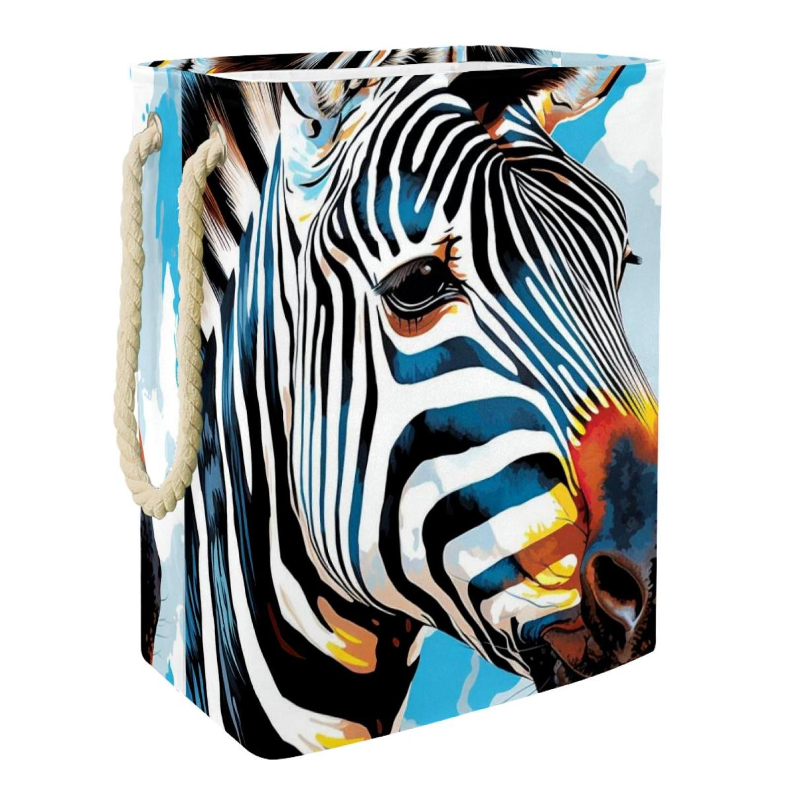Zebra and Splashes Laundry Hamper, Collapsible Laundry Baskets Firm ...
