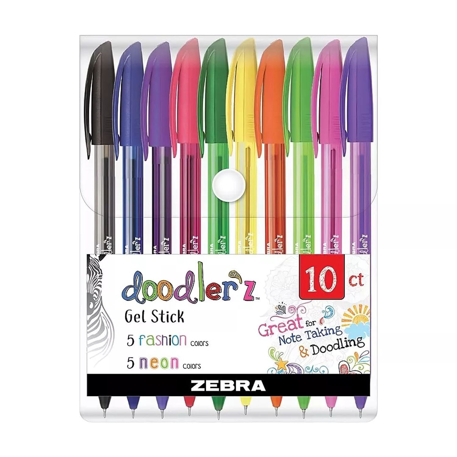 Zebra doodler'z Gel Pen Medium Point 1.0mm Assorted Ink 10 Pack (41810 ...