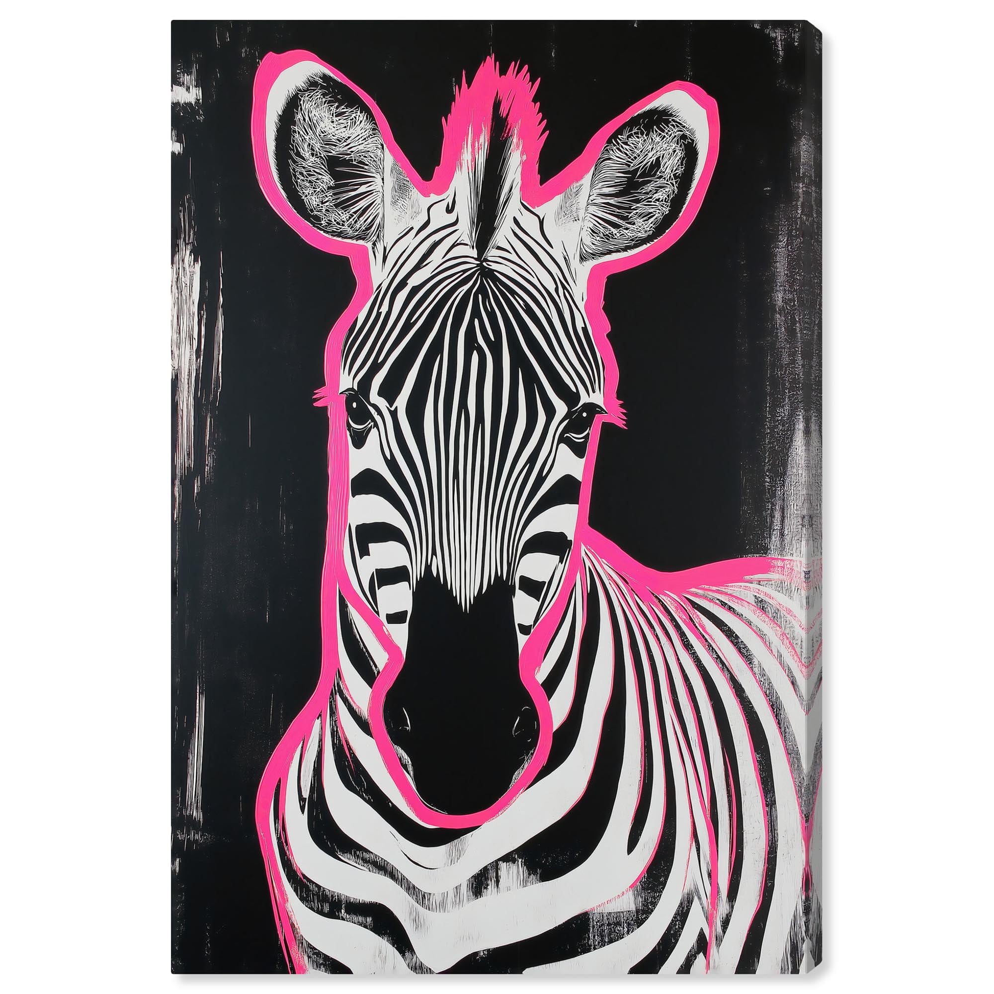 Zebra in Electric Glow Canvas Pink Pop Wall Art by Art Remedy, Gallery Wrapped, 16" x 24 ...