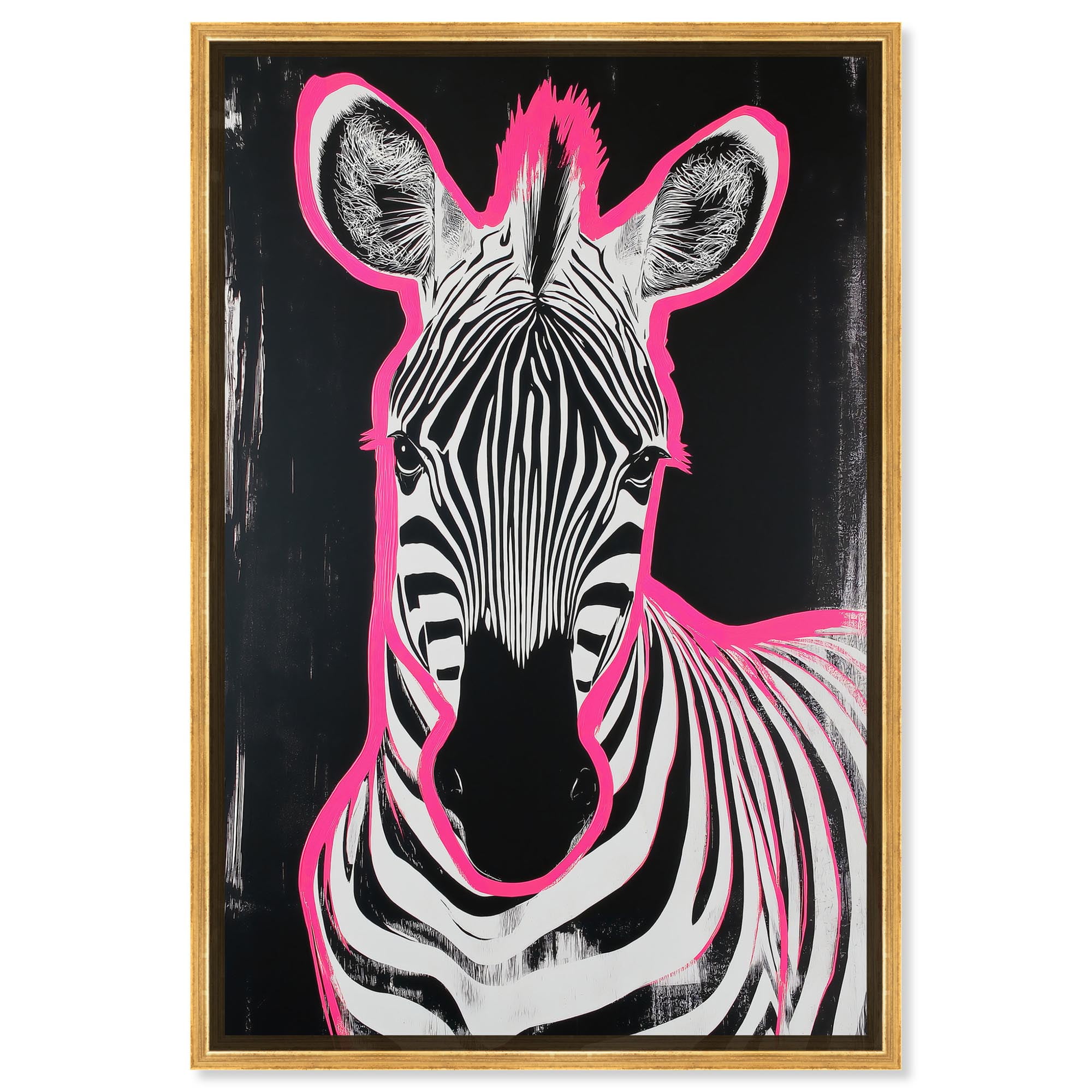 Zebra in Electric Glow Canvas Pink Pop Wall Art by Art Remedy, Gold ...
