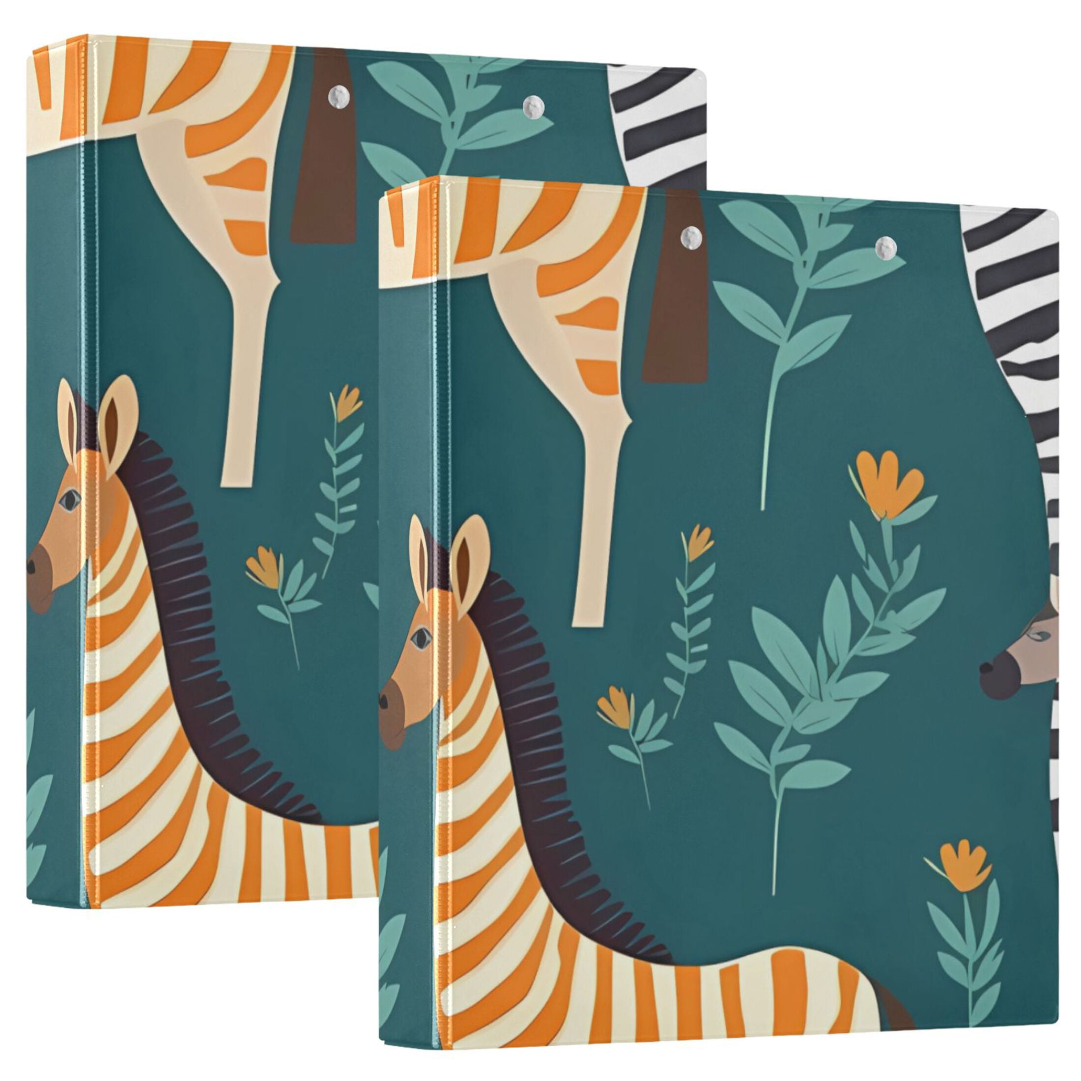 Zebra in Leaves 3 Ring Binders 1.5 inch Hardcover File Folders with ...