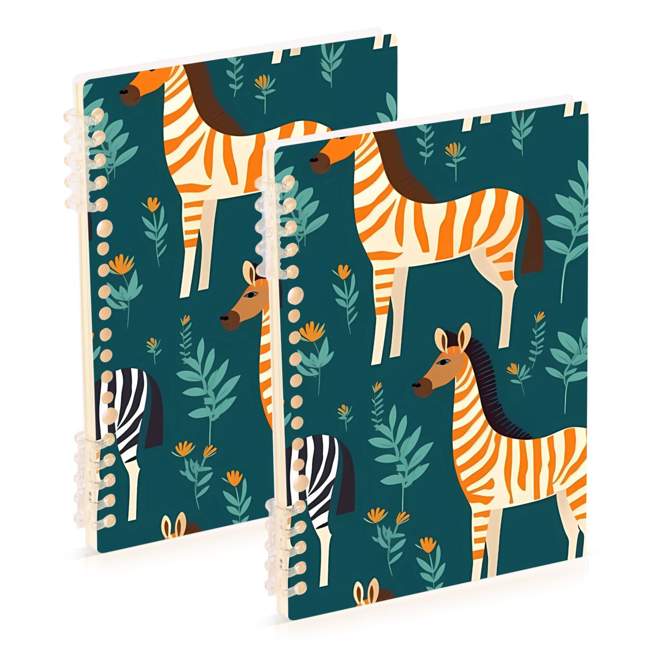 Zebra in Leaves Ring Binder Notebook Journey Note Diary College Ruled ...