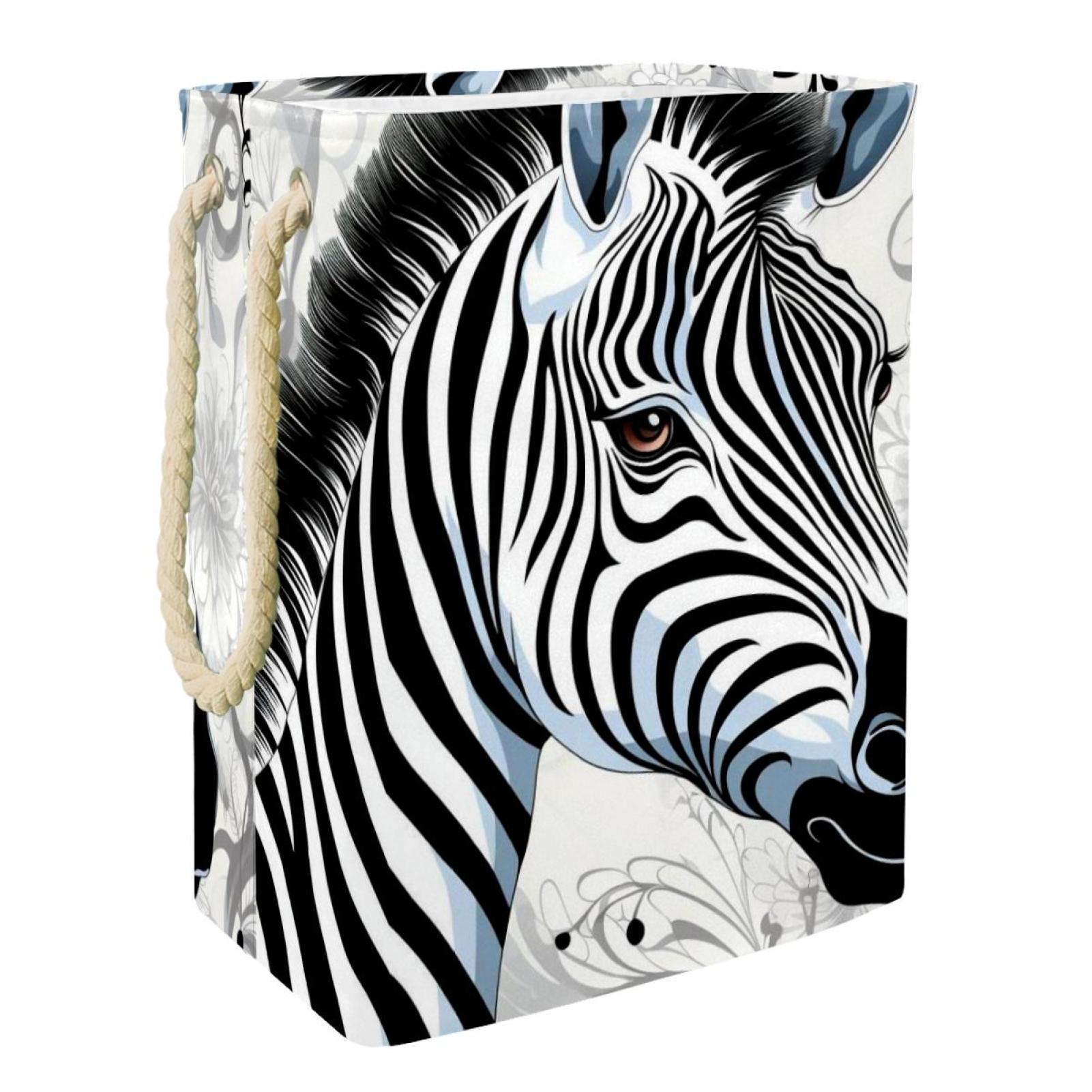 Zebra on Flower Background Laundry Hamper, Collapsible Laundry Baskets ...