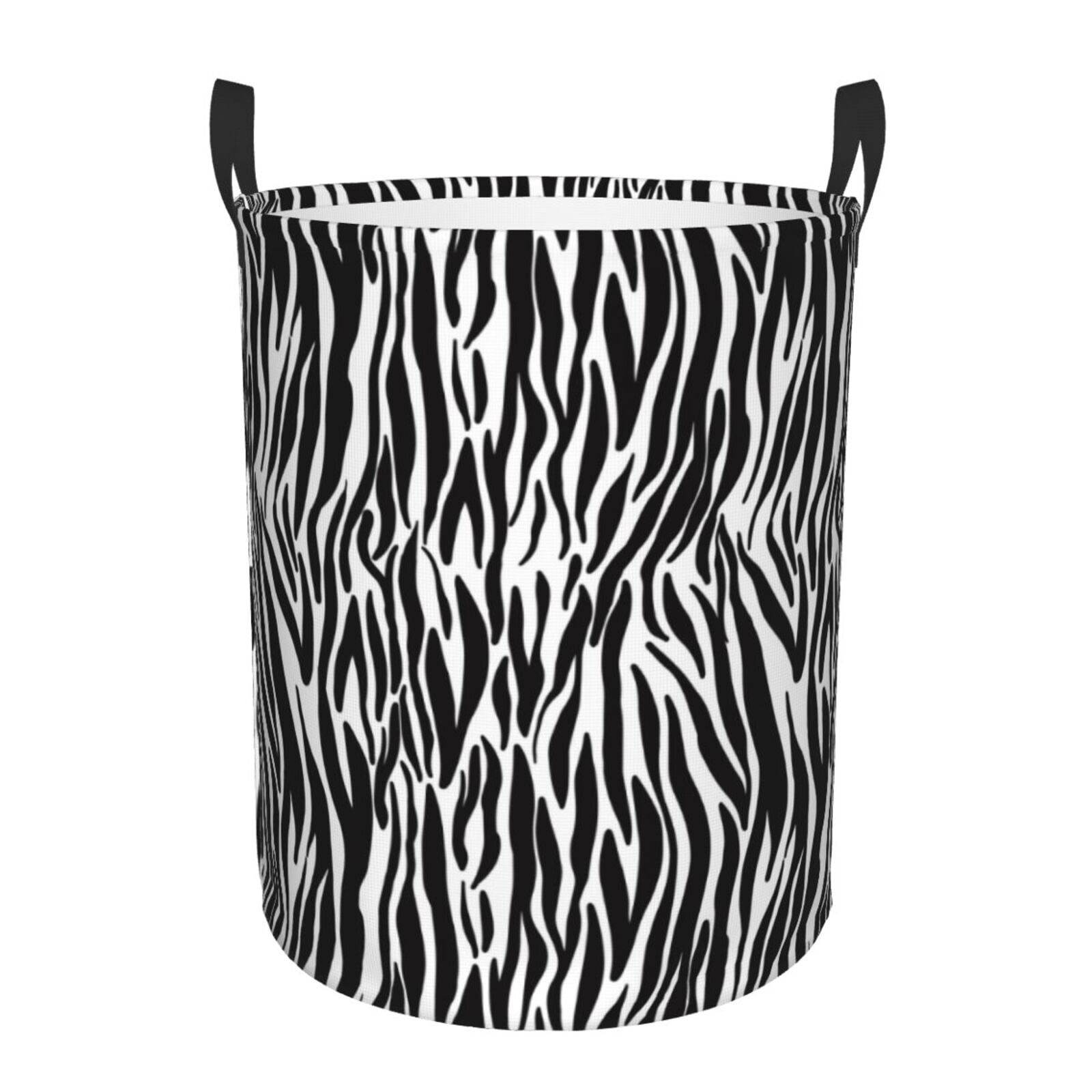 Zebra print Round Laundry Basket, Laundry Hamper with Handle ...