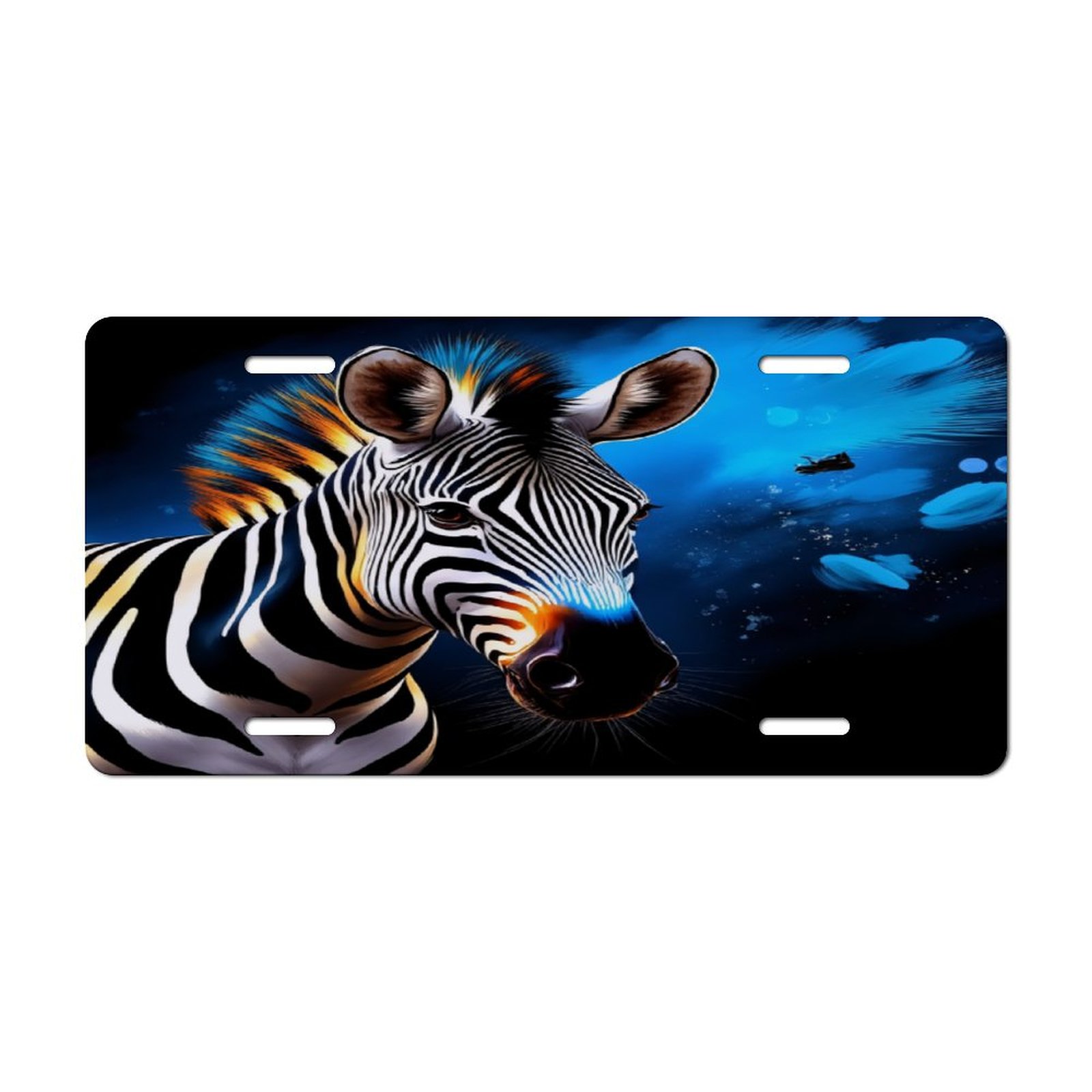 Zebra with Neon Lights License Plate Lightweight Aluminum Automotive ...