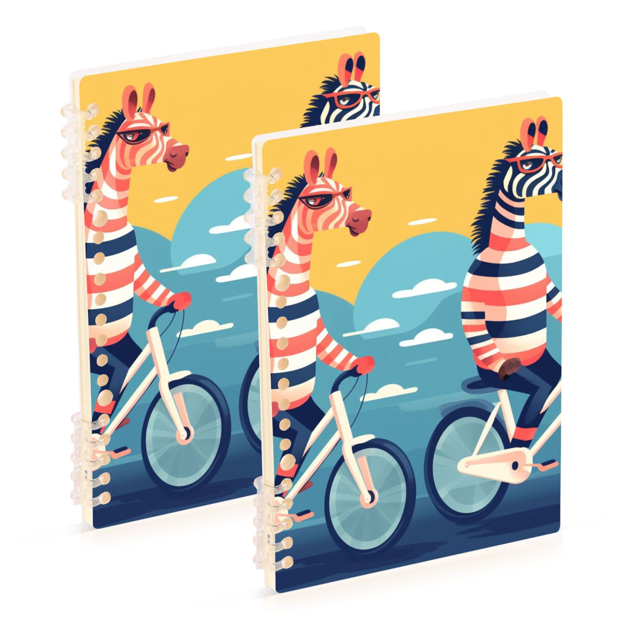 Zebras Bikes Clouds Ring Binder Notebook Journey Note Diary College ...