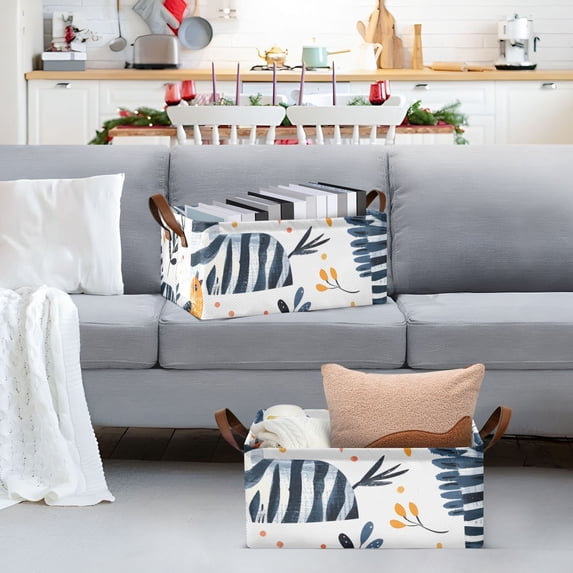 Zebras Cute Storage Bins with Handles Foldable Storage Baskets for ...