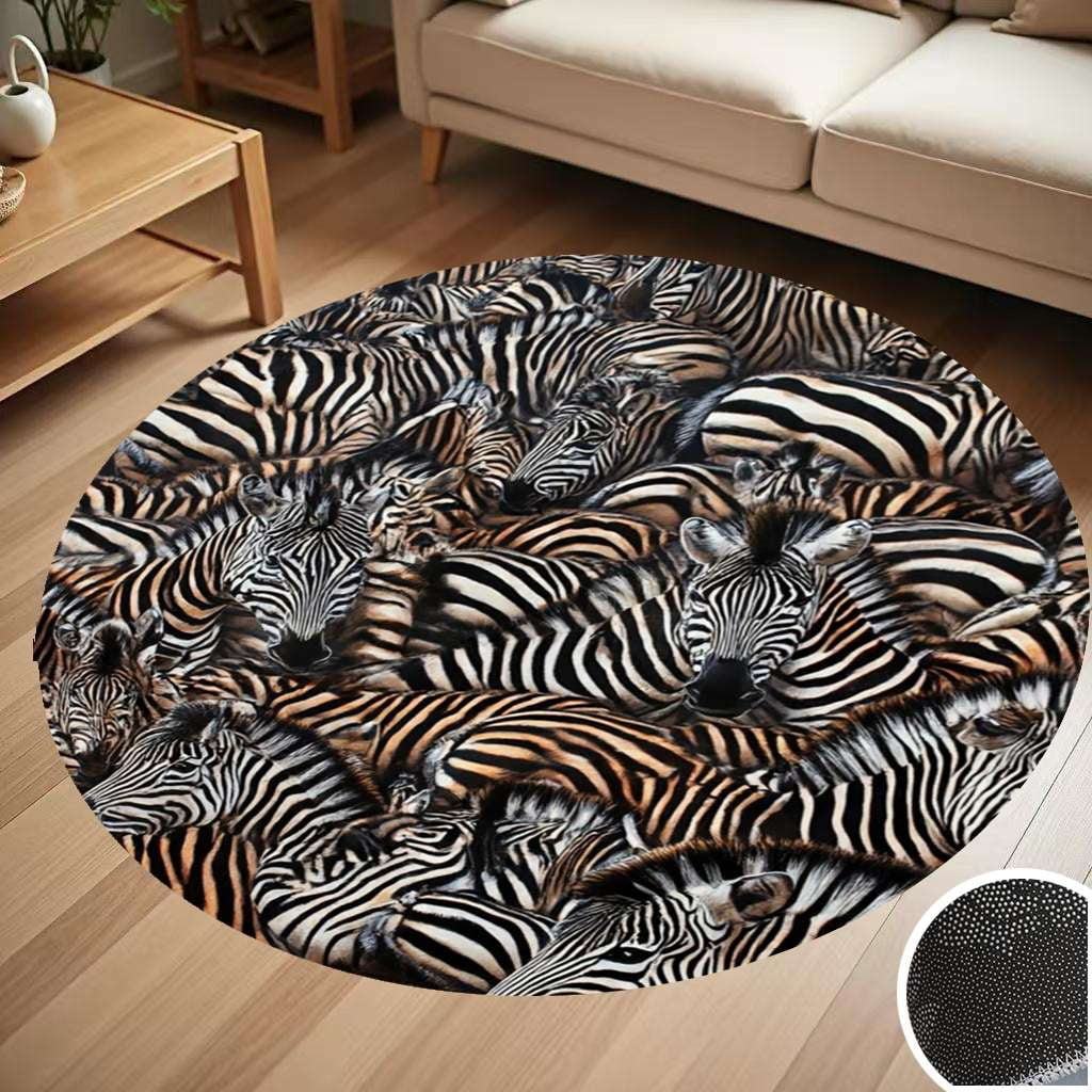 Zebras Huddle Striped Mass Of Life Round Carpet Living Room Bedroom ...