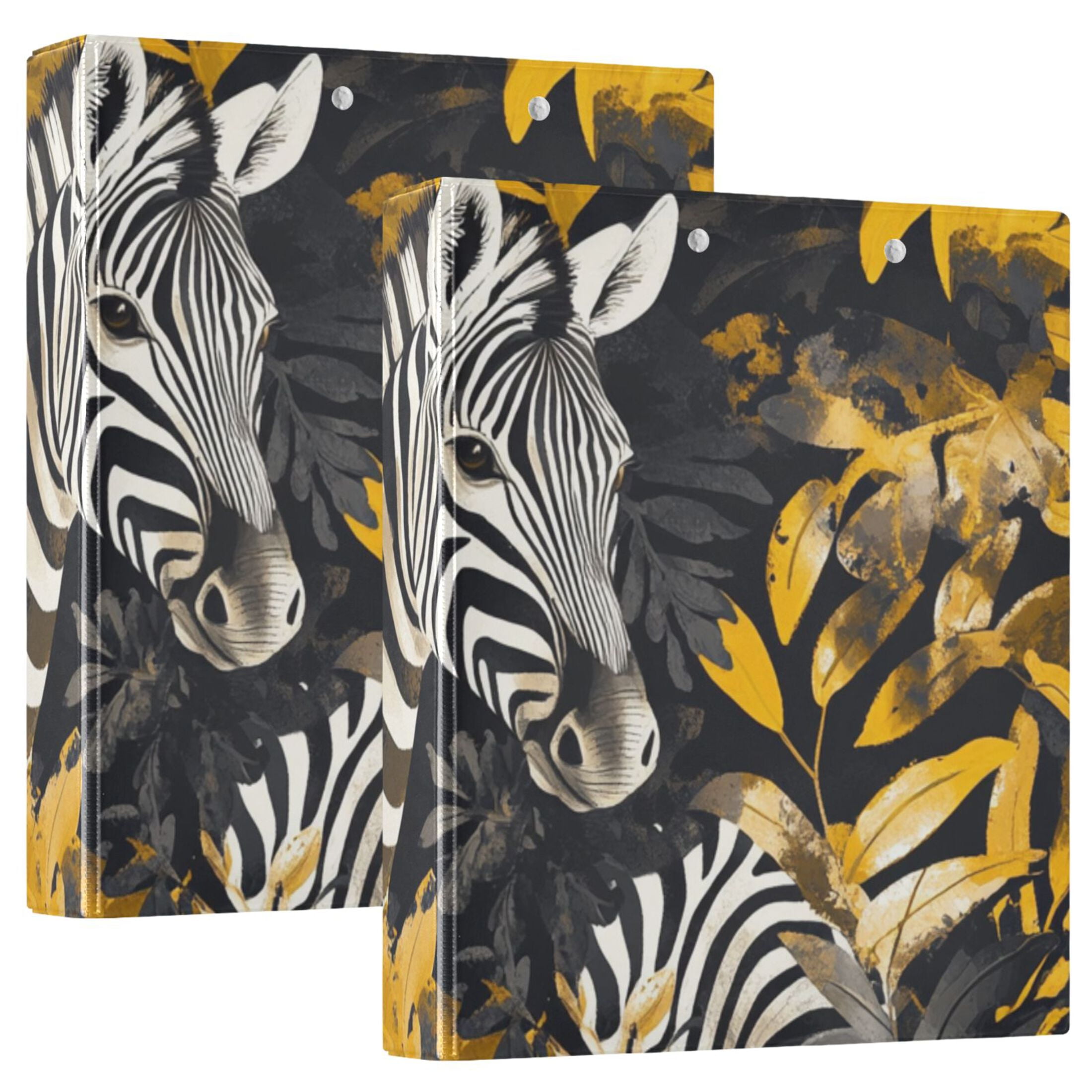 Zebras Leaves 3 Ring Binders 1.5 inch Hardcover File Folders with ...