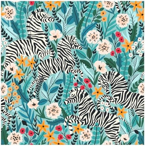 Zebras Wallpaper Peel and Stick Tropical Jungle Animals Vinyl Self ...