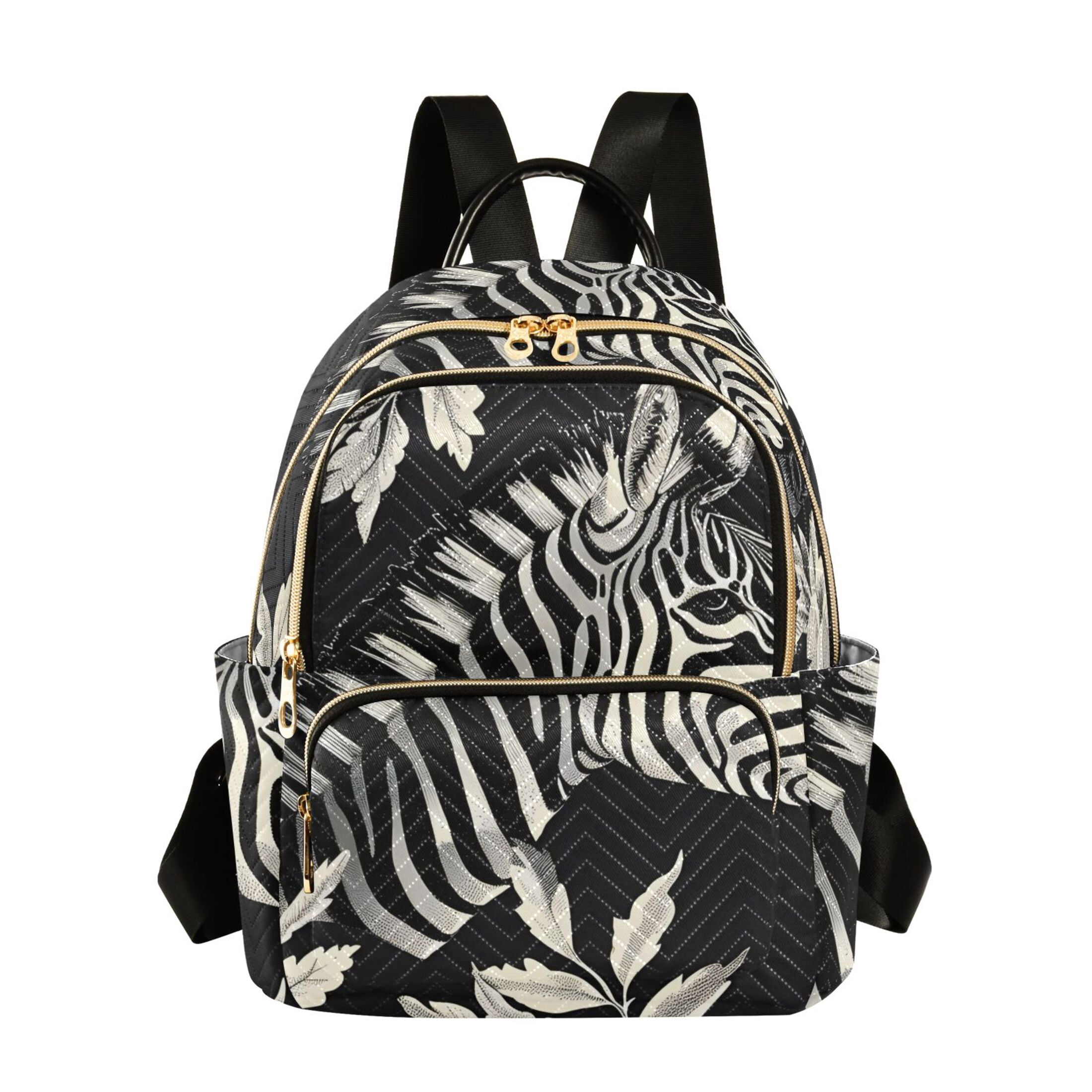 Zebras and Leaves Quilted Backpack Fashion Daypack Commuter Bag for ...