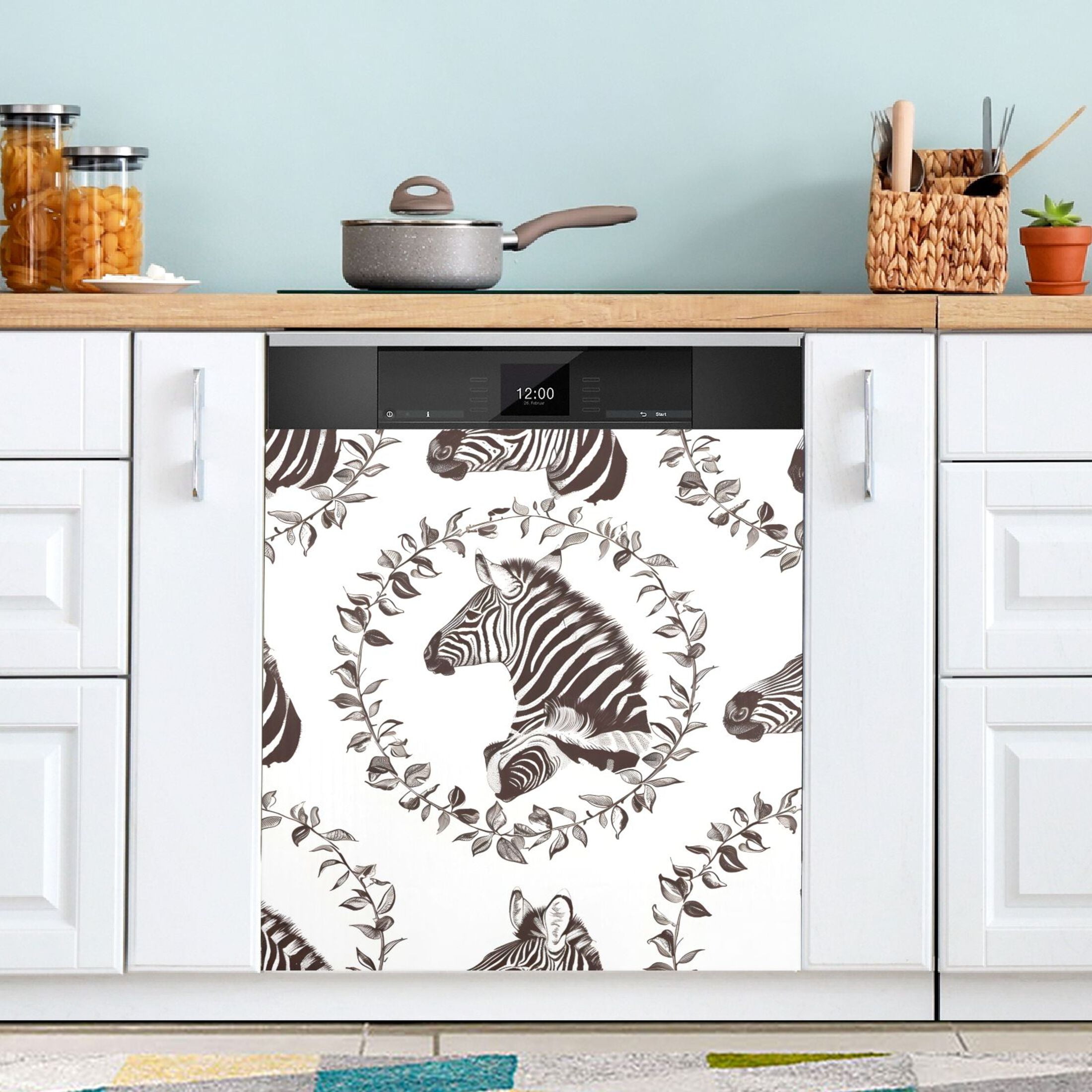 Zebras in Wreaths Dishwasher Magnet Refrigerator Magnetic Cover Washing ...