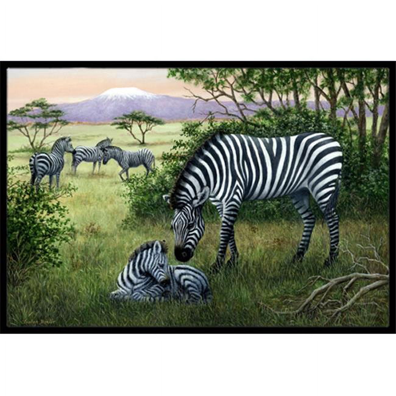 Zebras in the Field with Baby Indoor or Outdoor Mat - Walmart.com