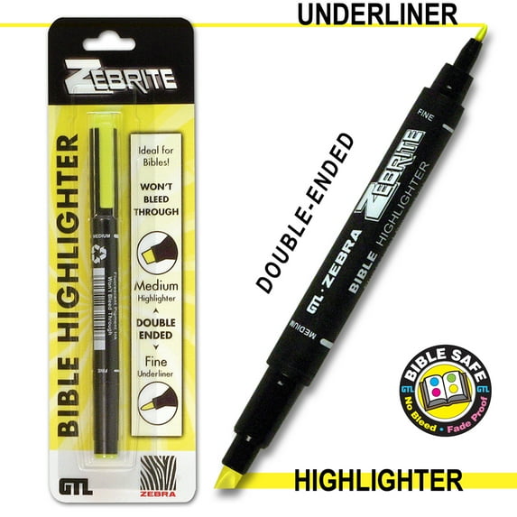 Zebrite Double Ended Highlighter - Yellow Carded (Other) - Walmart.com