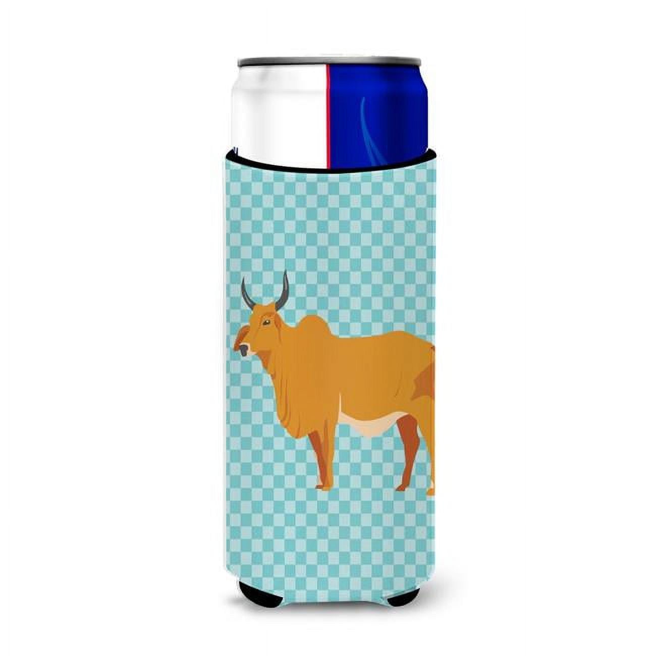 Zebu Indicine Cow Blue Check Michelob Ultra Hugger for Slim Cans - Blue ...