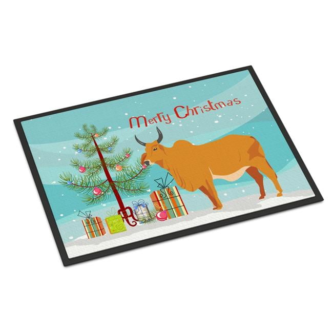Zebu Indicine Cow Christmas Indoor or Outdoor Mat - 24 x 36 in ...