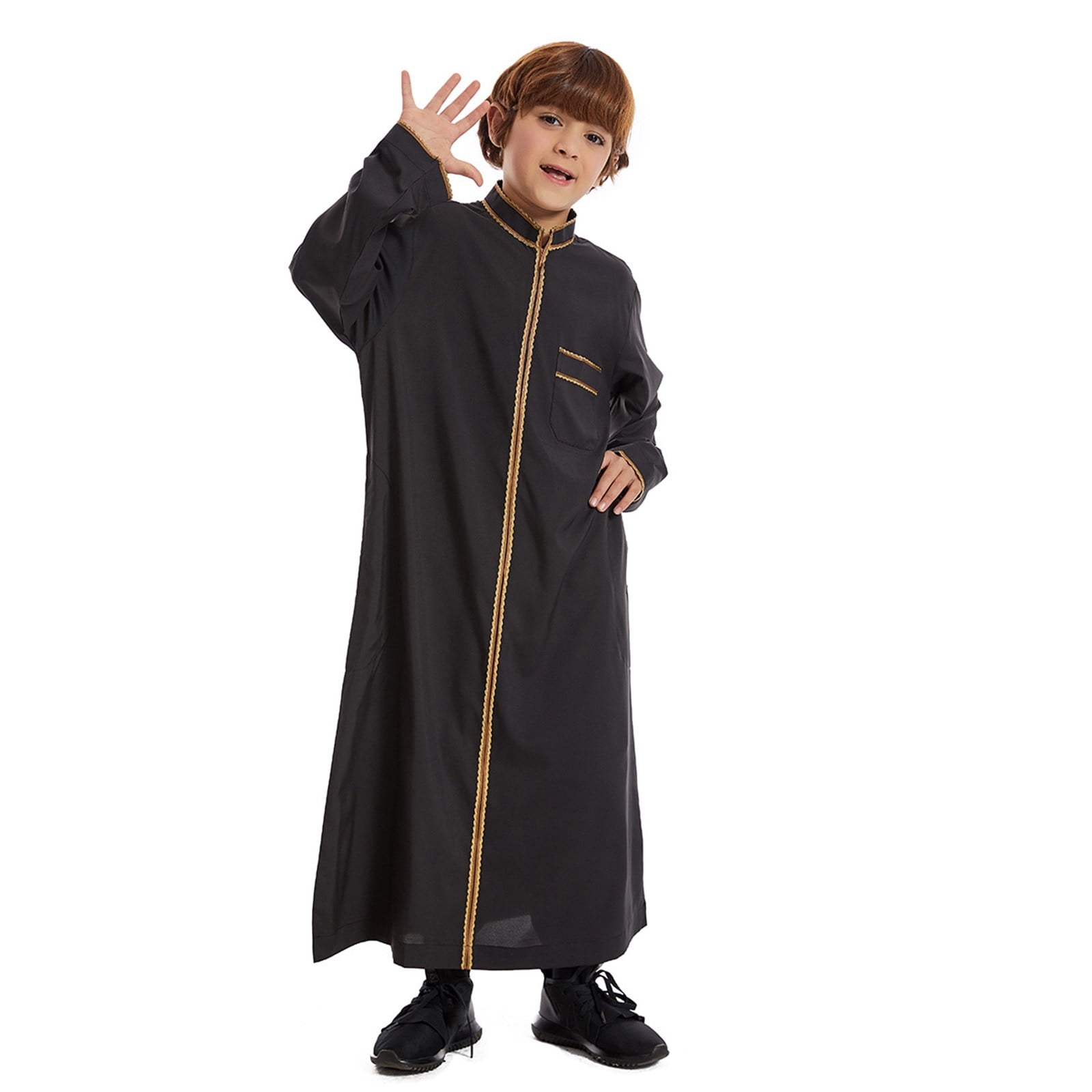 Zecgelong Arabic Thobe Muslim Thobe Long Sleeve Kaftan Crew Robe ...