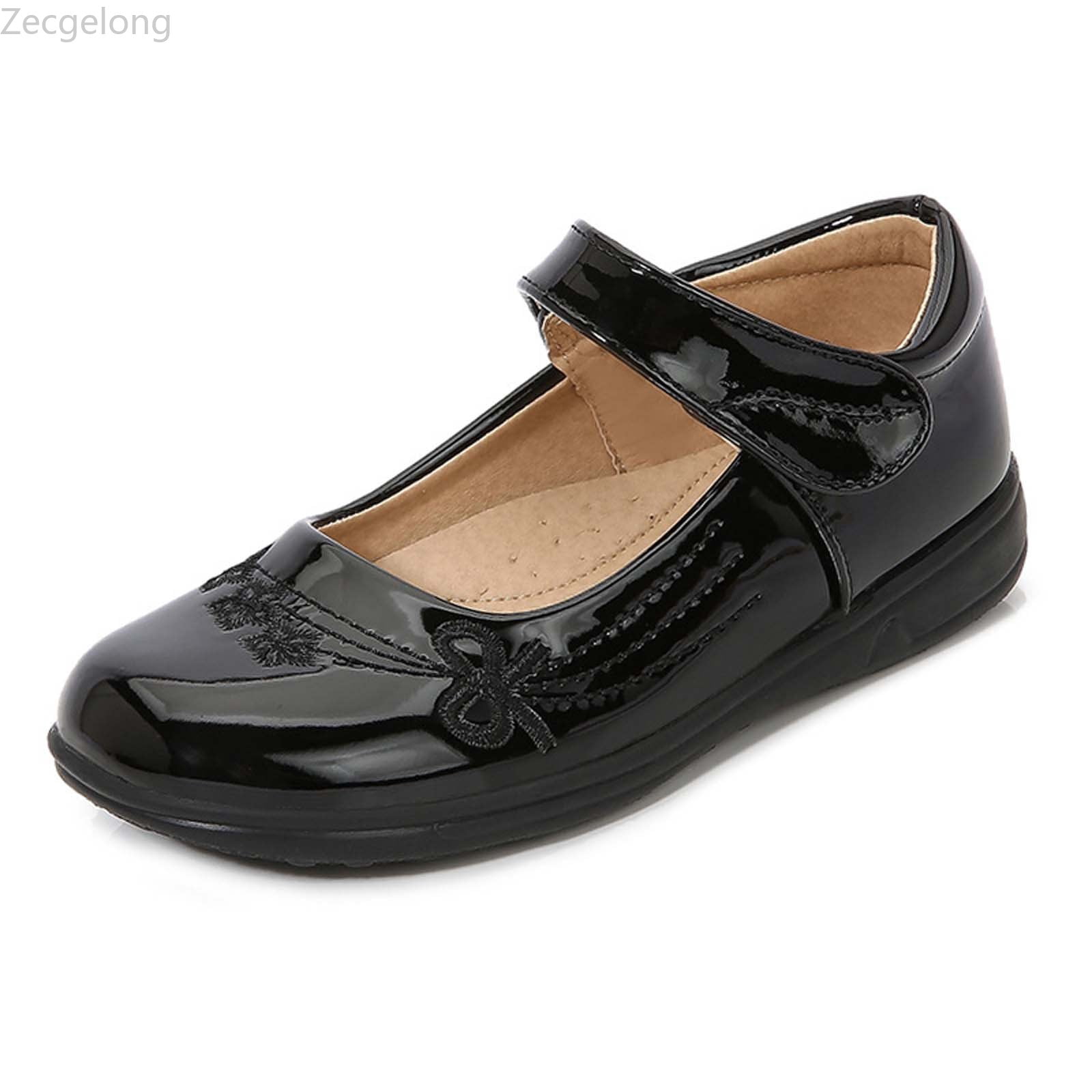 Zecgelong Girls Flat Bow Mary Jane Soft Sole Dance Shoes Little Kid Big ...