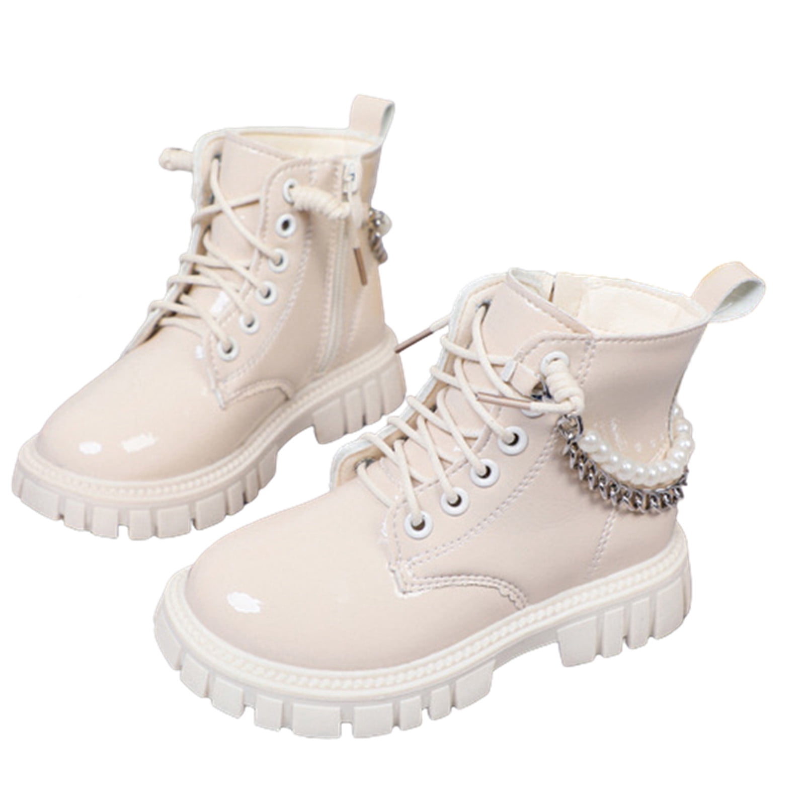 Zecgelong Girls Glitter Pearl Chain Boots Fashion Girls British Style ...