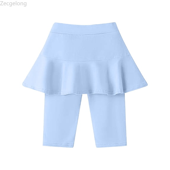 Zecgelong Girls Knee Length Leggings With Skirt Kids Summer Ruffle ...