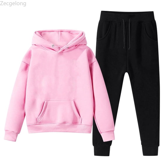 Zecgelong Kids Hoodie Sweatshirt And Sweatpants Solid Color Pullover ...